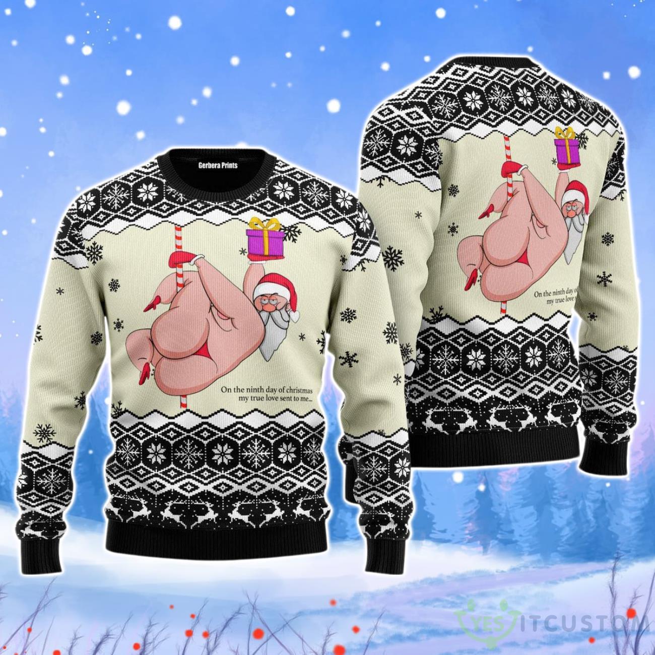 Sexy Santa Dancing On The Ninth Day Of Christmas Unisex Ugly Sweater ...