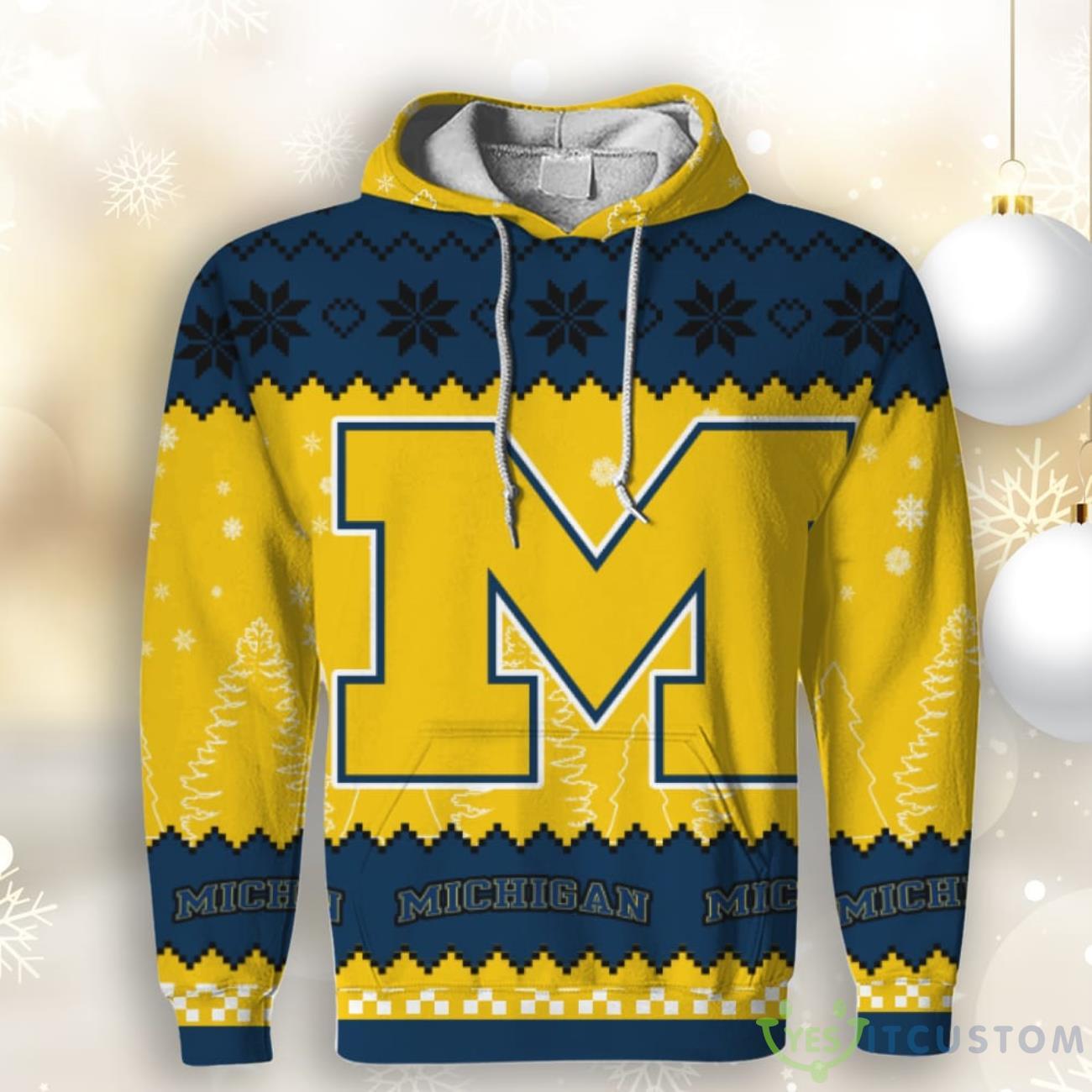 Snow Team Logo Michigan Wolverines 3D Unisex Christmas Hoodie Hot Trend ...