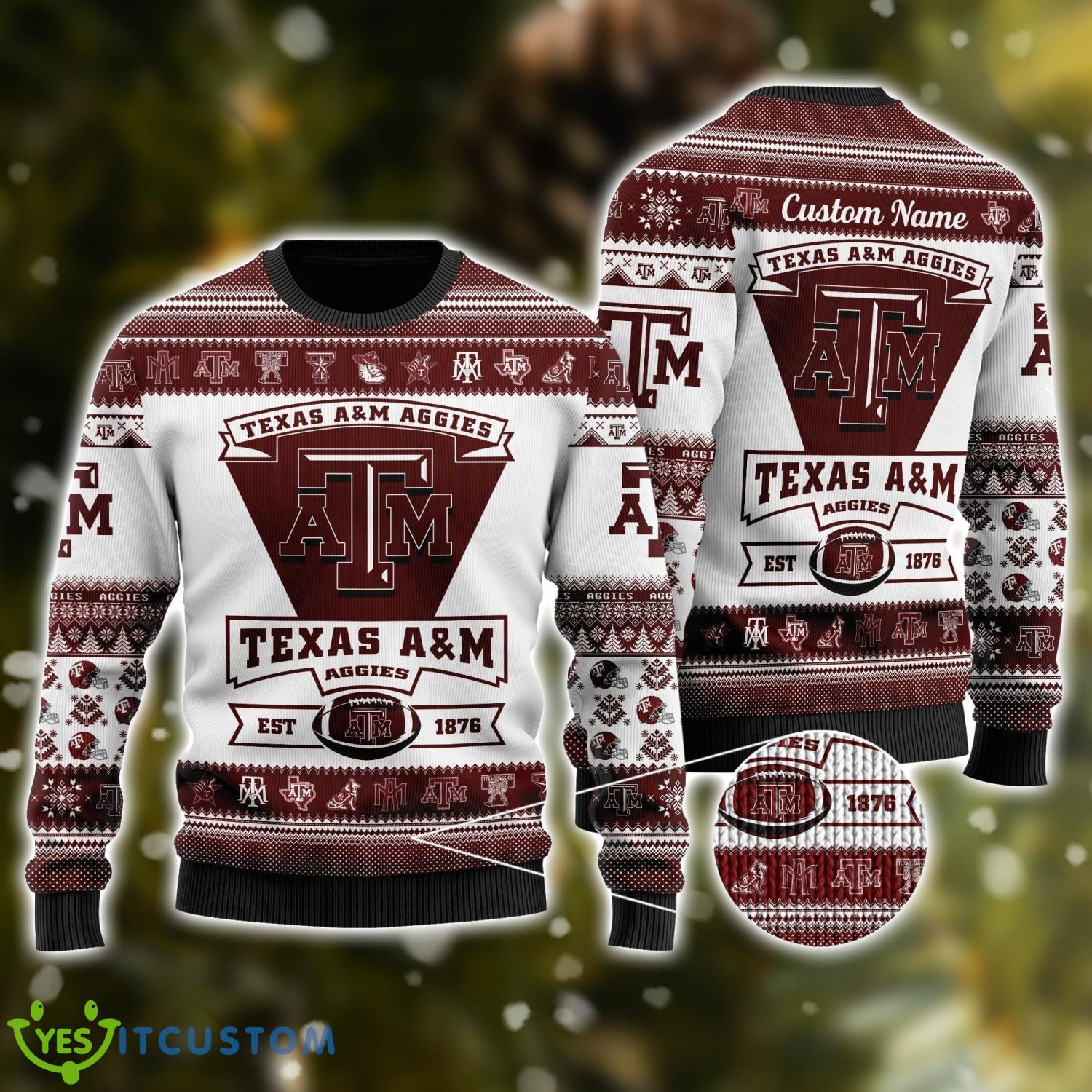 Texas A&AmpAmpM Aggies Football Team Logo Personalized Ugly Christmas ...