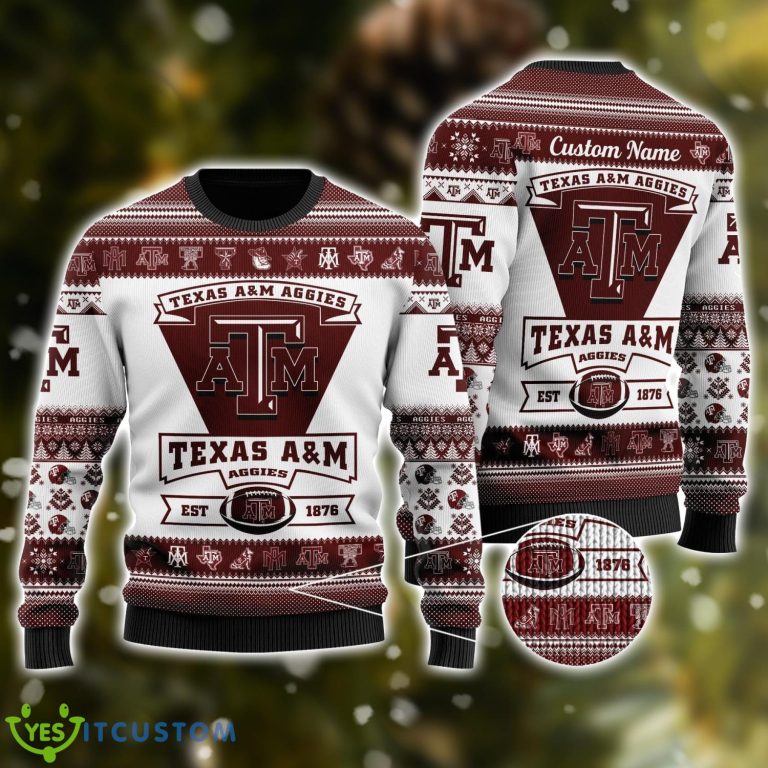 Texas A&M Aggies Football Team Logo Custom Name Personalized Ugly ...