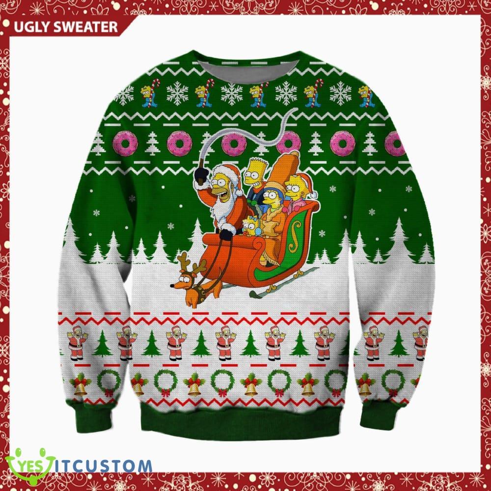 The Simpsons Christmas Reindeer Ugly AOP Sweater For Thanksgiving ...