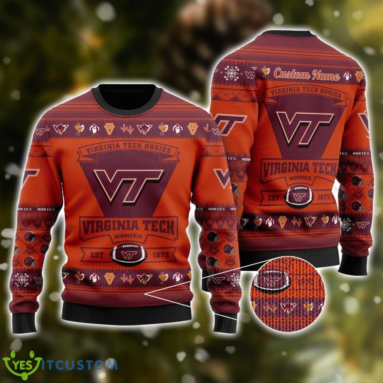 Virginia Tech Hokies Football Team Logo Personalized Ugly Christmas ...