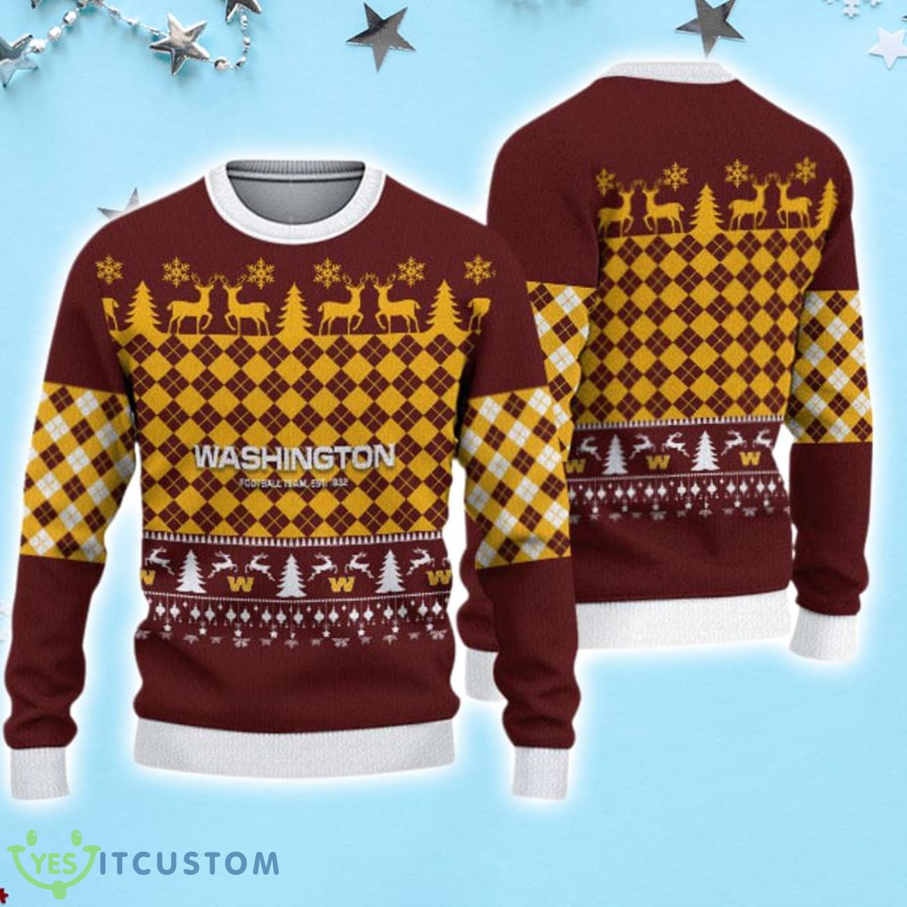 Washington Commanders Check Christmas Sweater - YesItCustom
