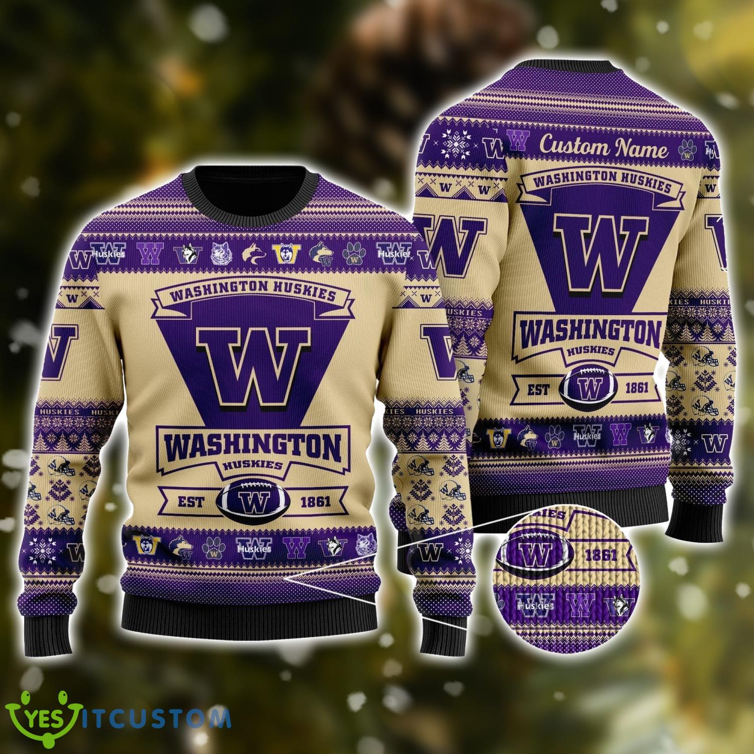 Washington Huskies Football Team Logo Custom Name Personalized Ugly ...