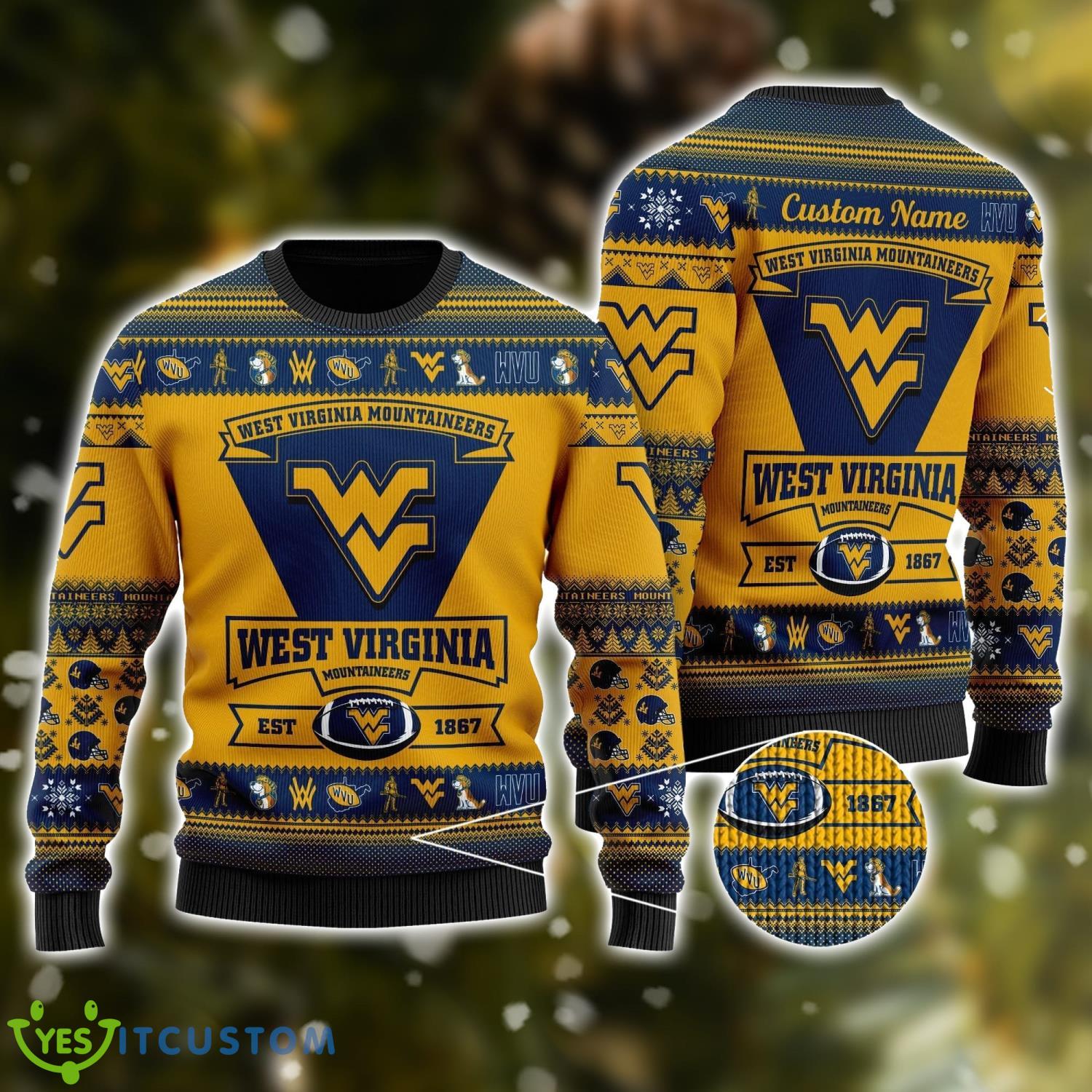 West Virginia Mountaineers Football Team Logo Personalized Ugly ...