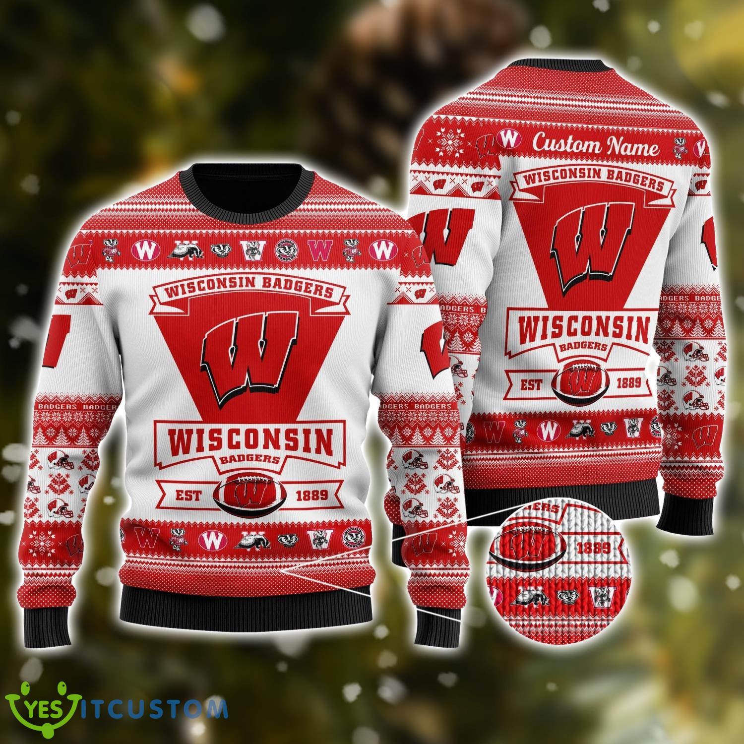 Wisconsin Badgers Football Team Logo Custom Name Personalized Ugly ...