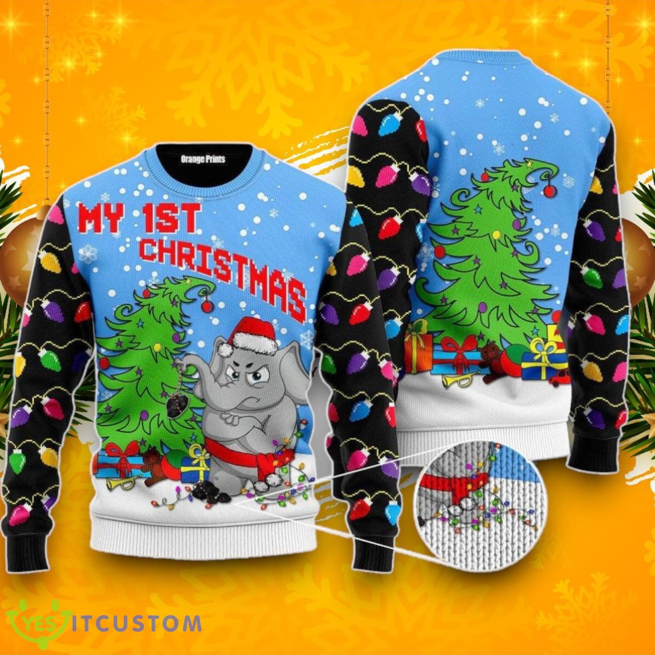 1st Ugly Christmas Of Elephant Ugly Christmas Sweater - YesItCustom
