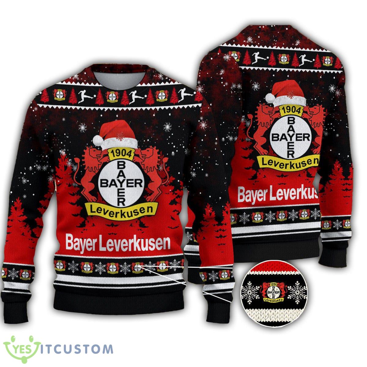 Bayer 04 Leverkusen Logo Santa Hat Forest Snow Ugly Christmas Sweater ...