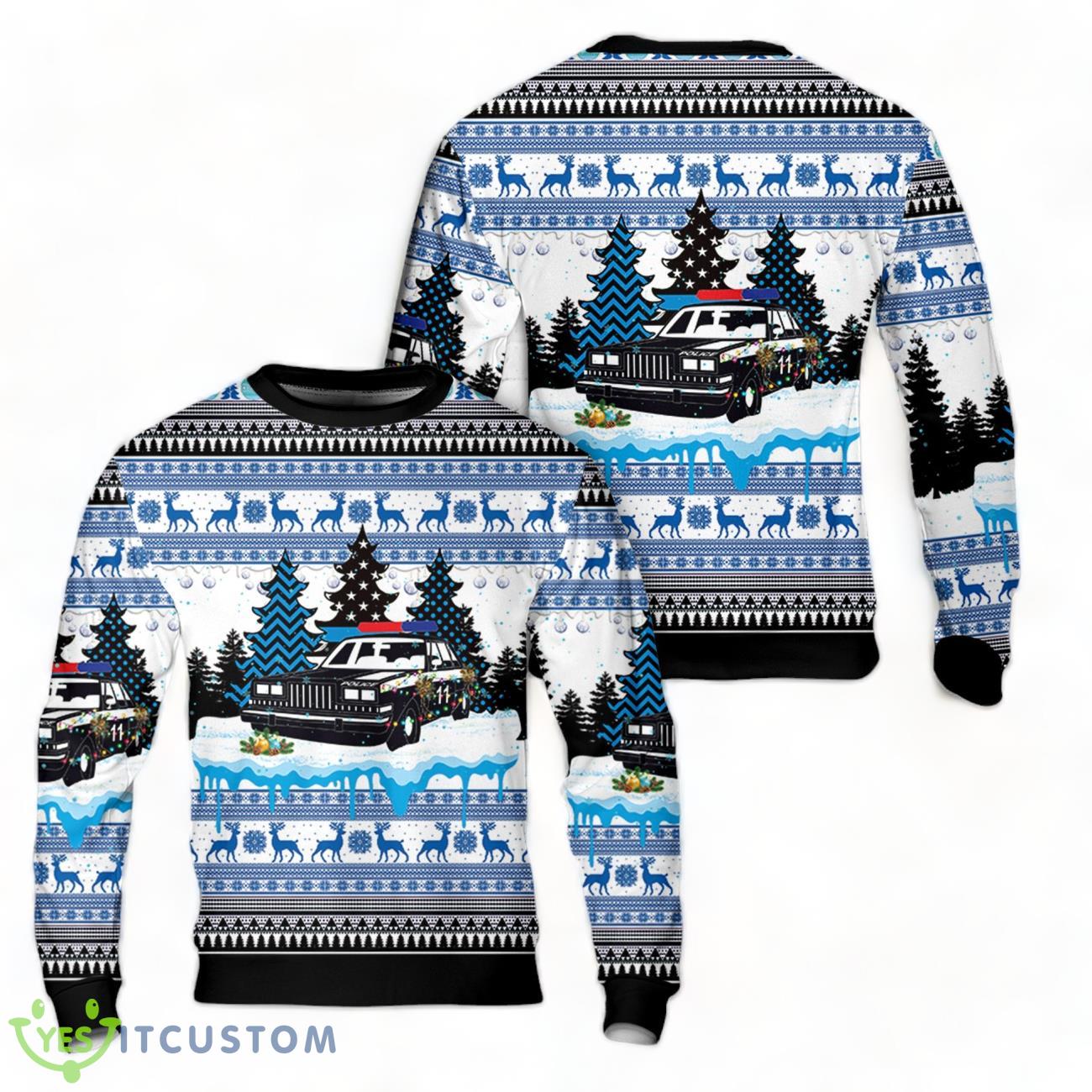 Blue Line Christmas Tree Sweater - YesItCustom