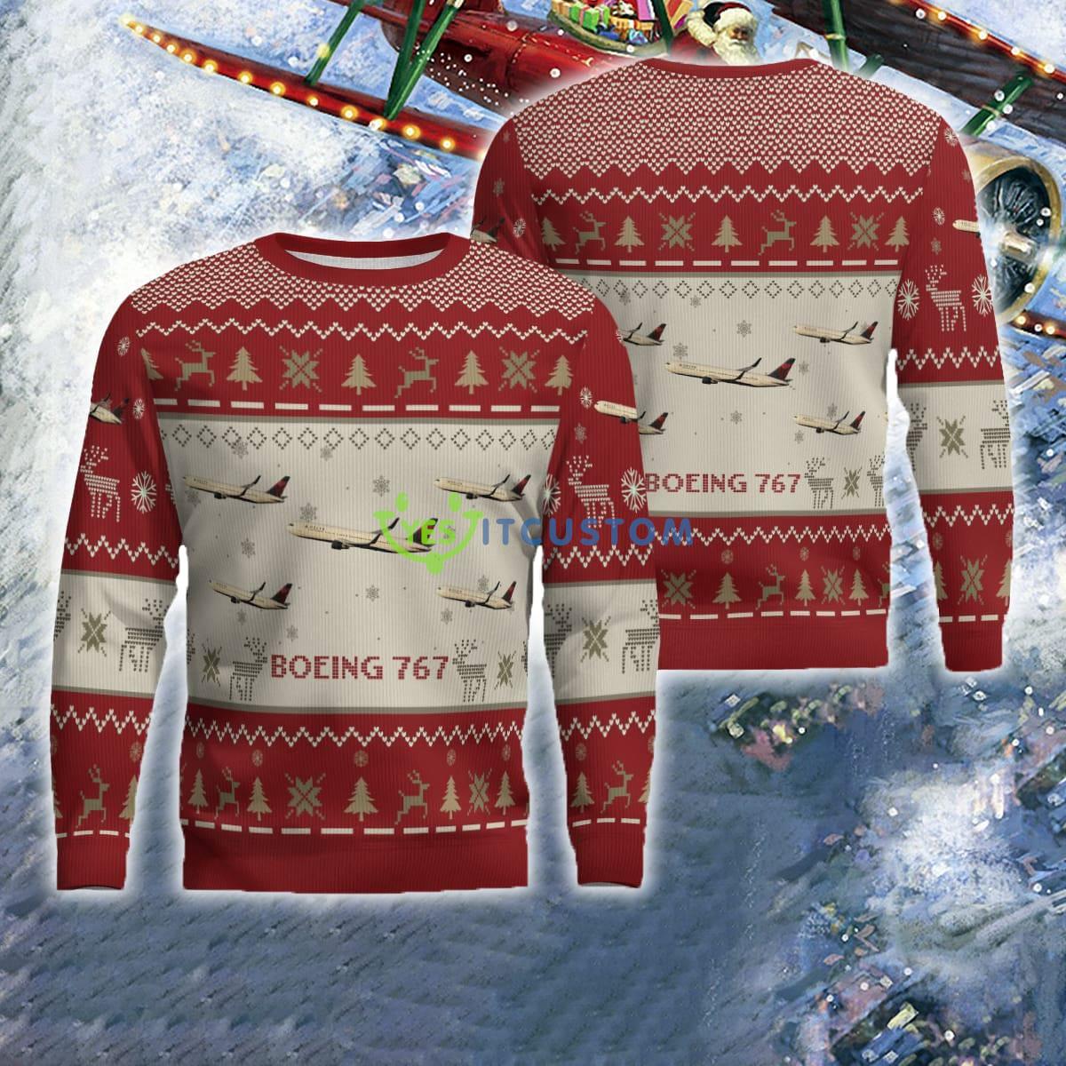 Boeing 767 Aircraft Red Ugly Christmas 3D Sweater For Air Force ...
