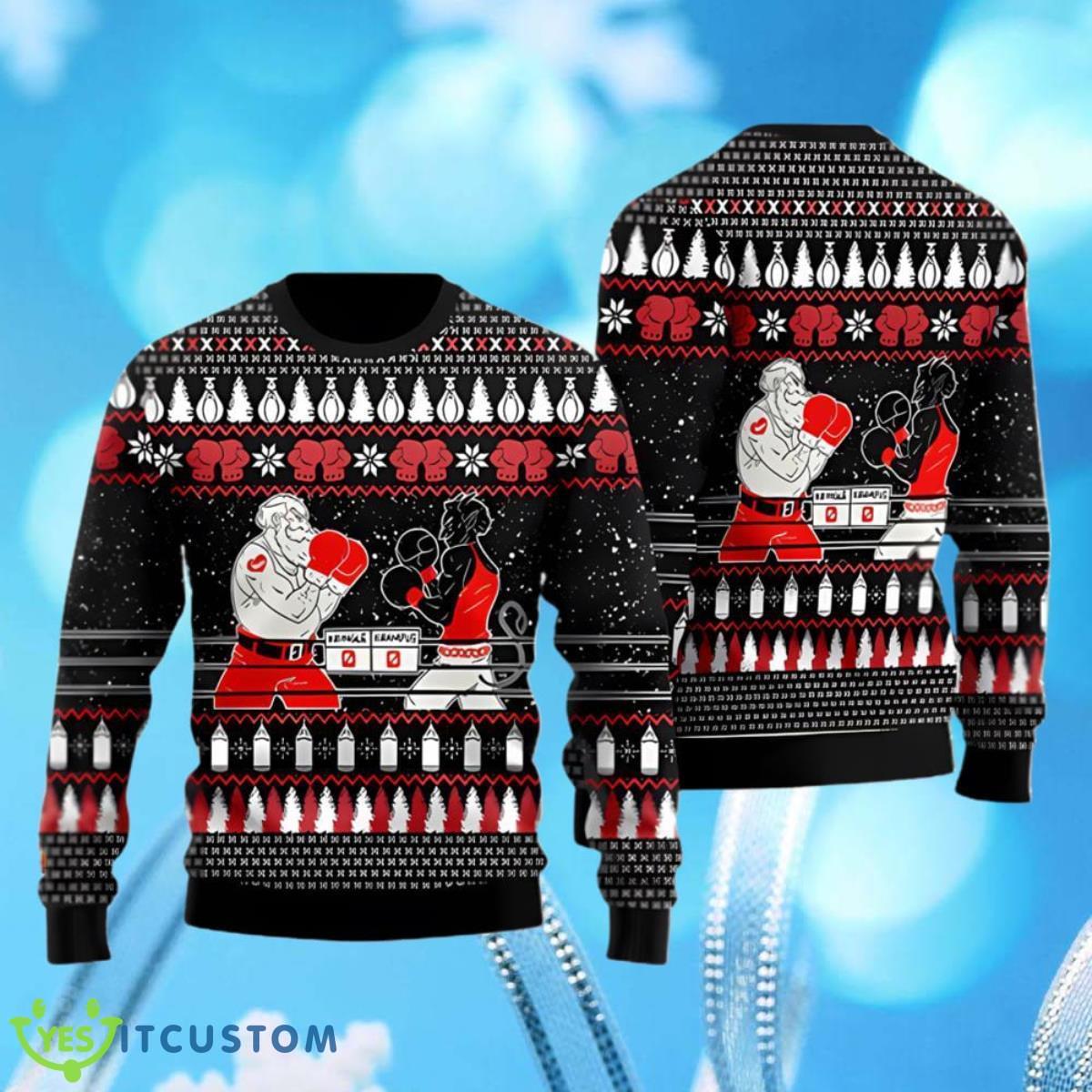 Boxing Santa And Krampus Ugly Christmas Sweater Style Gifts - YesItCustom