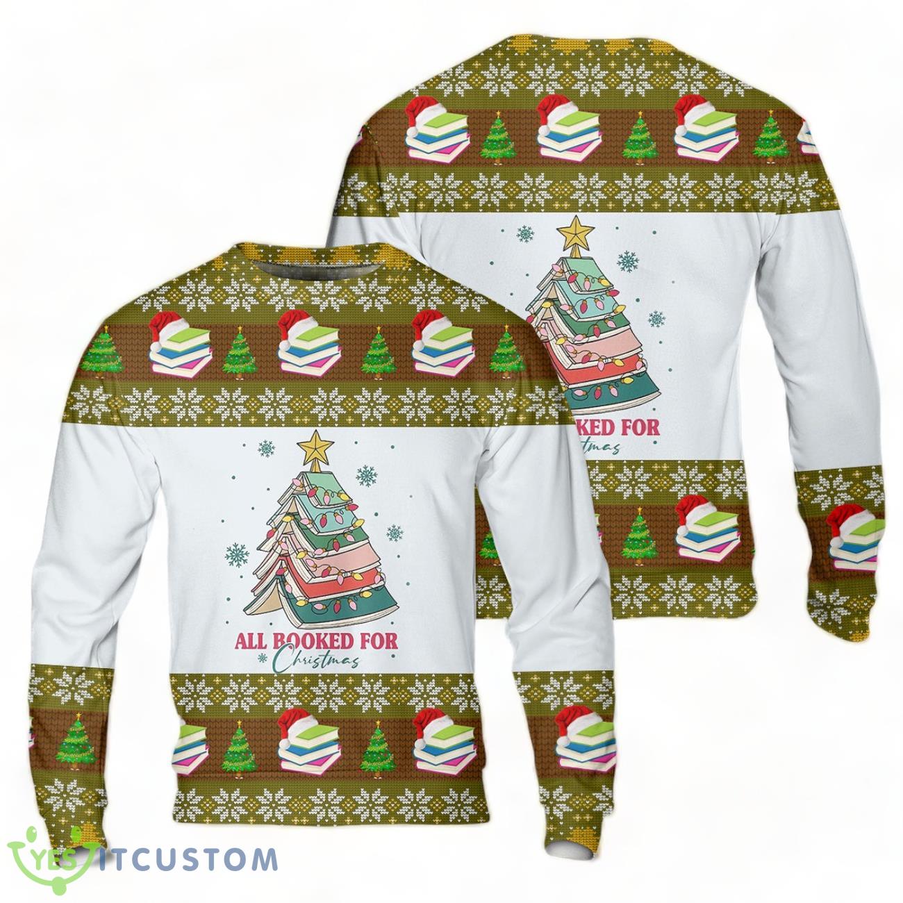 Christmas Book Tree Sweater - YesItCustom