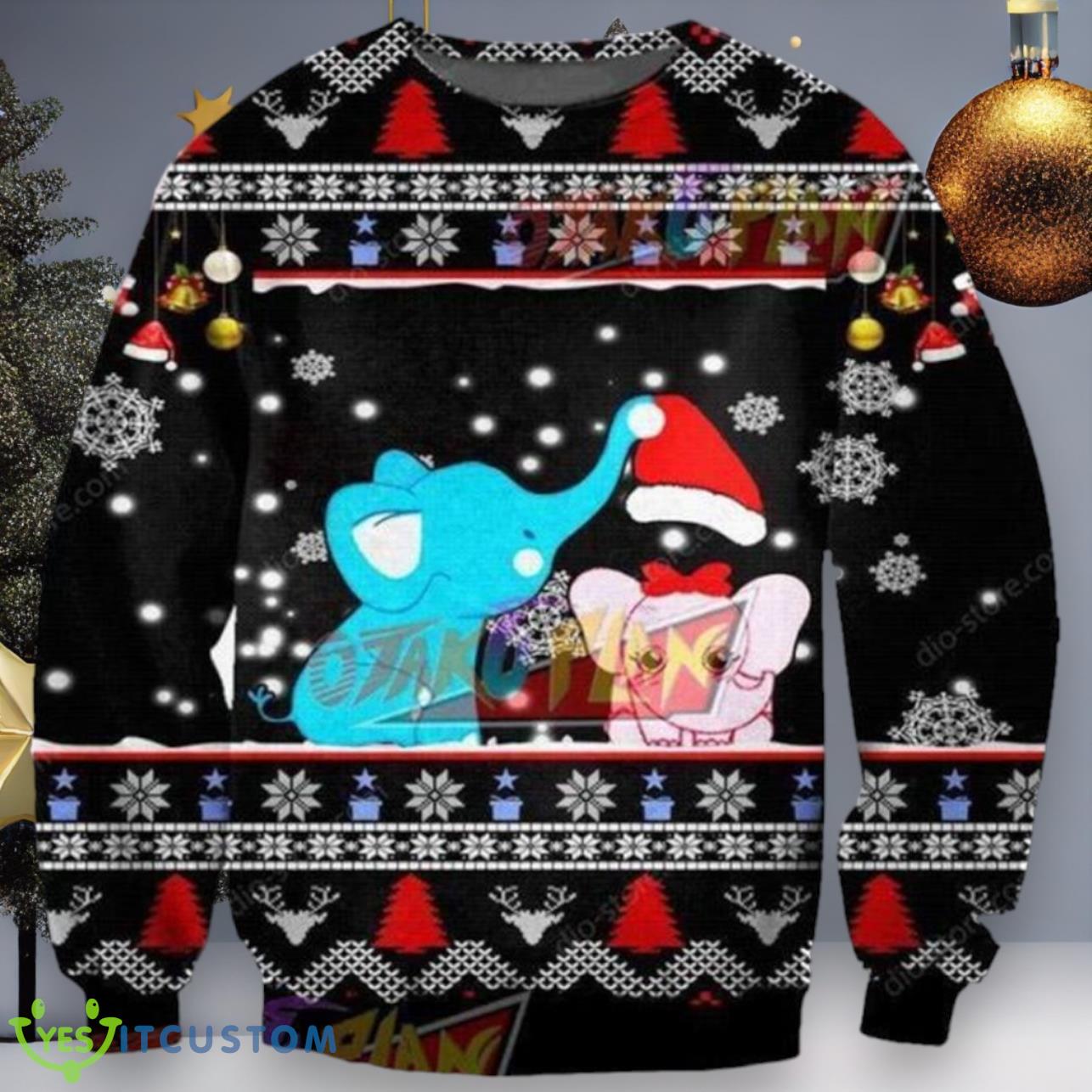 Elephant Merry Christmas Knitting Pattern Christmas Ugly Sweater ...