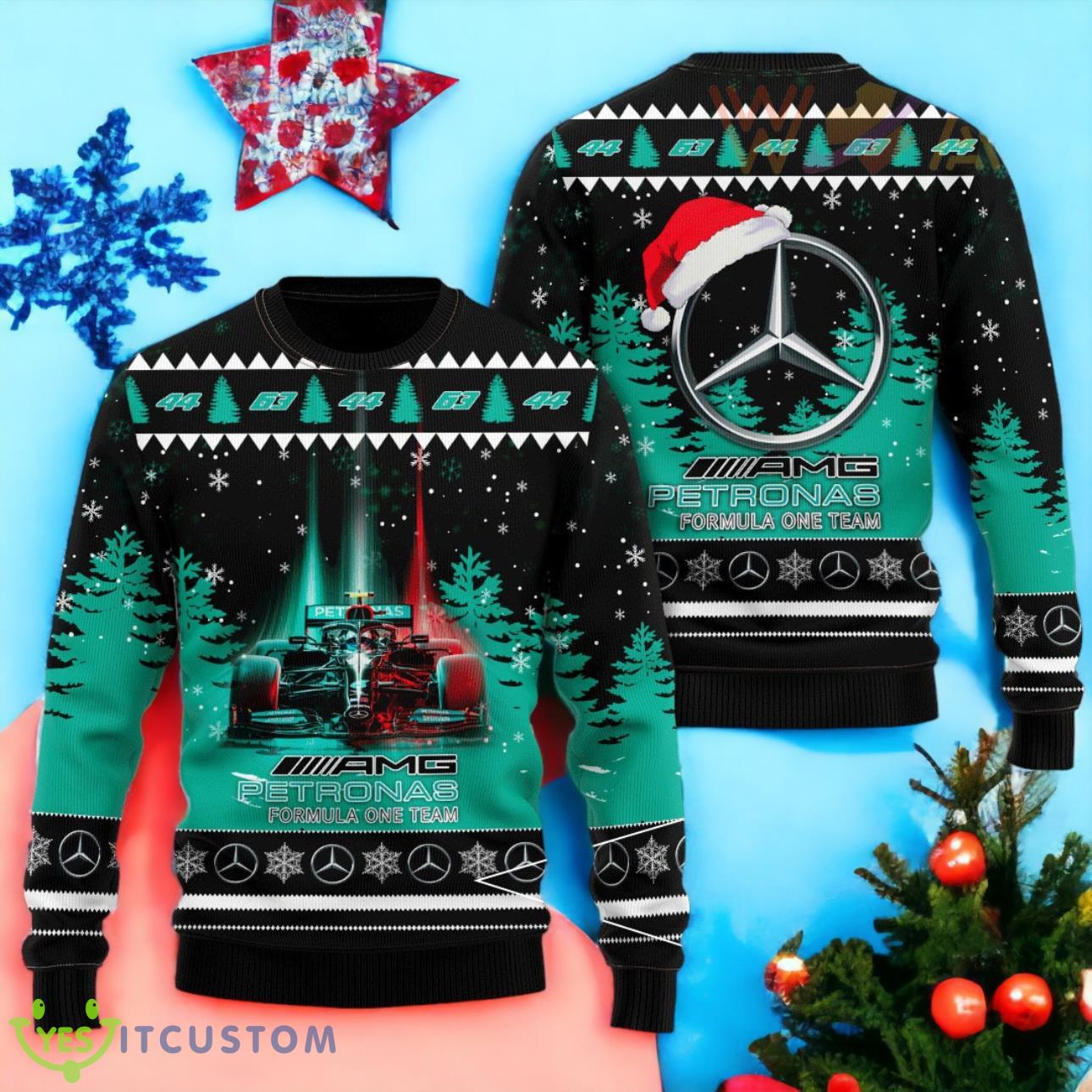Formula One Team Mercedes-AMG Petronas 3D Christmas Sweater 2023 ...