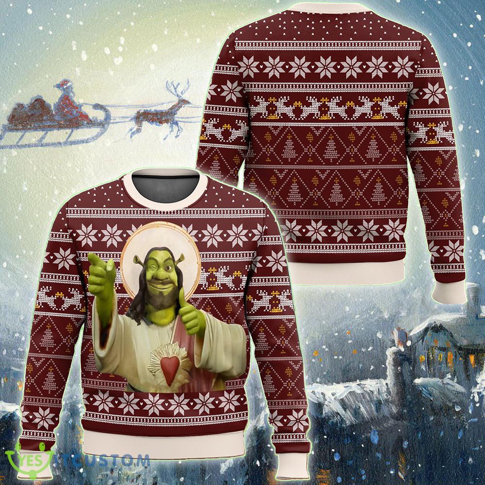 Funny Shrek Jesus New Knitted Xmas 3D Sweater For Men And Women ...