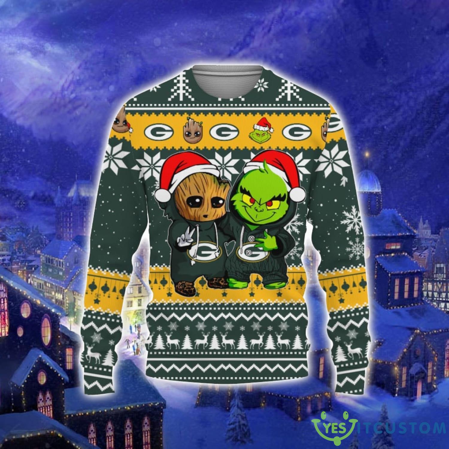 Green Bay Baby Groot And Grinch Best Friends Football American Ugly ...