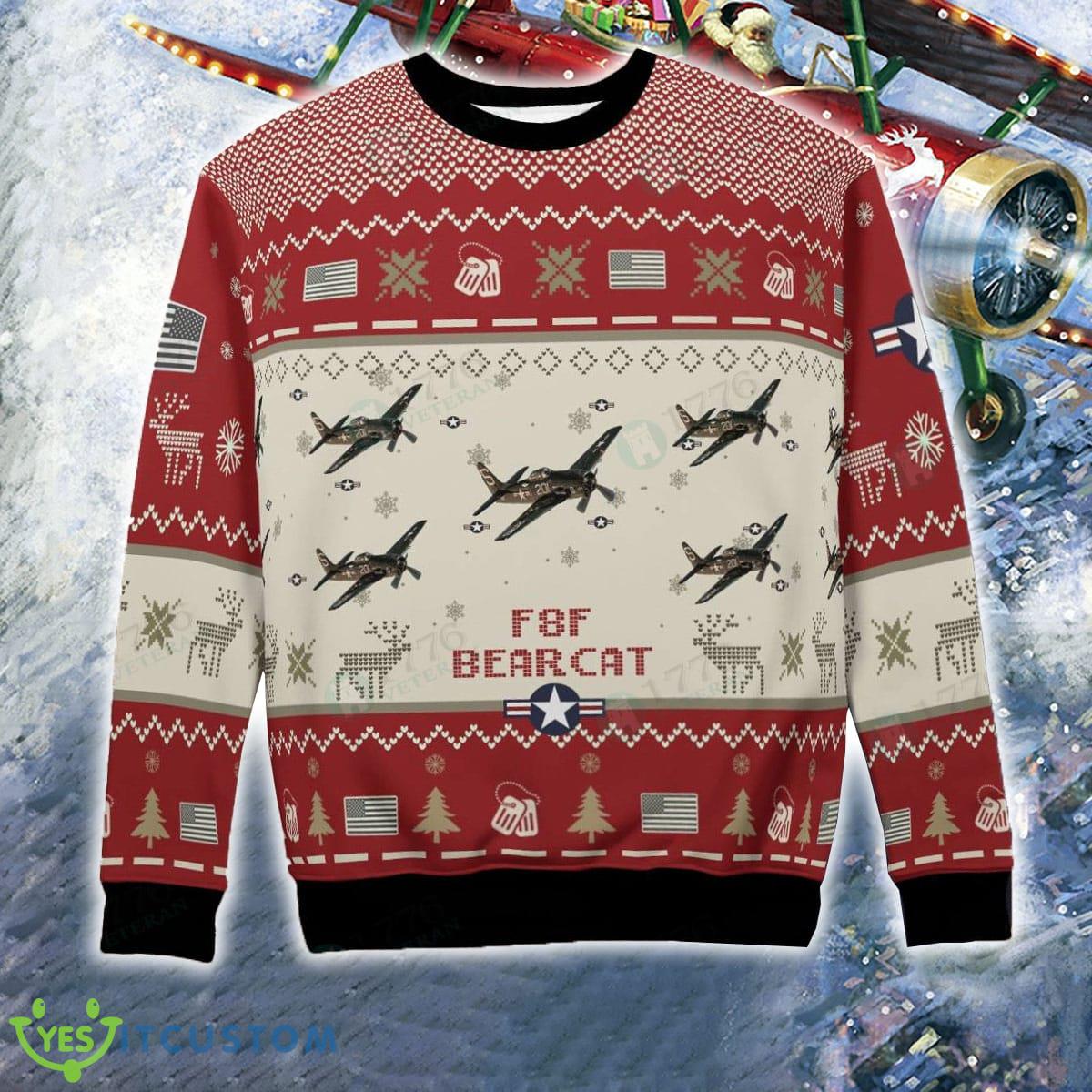 Grumman F8F Bearcat Red Aircraft Christmas Ugly Sweater US Air Force ...