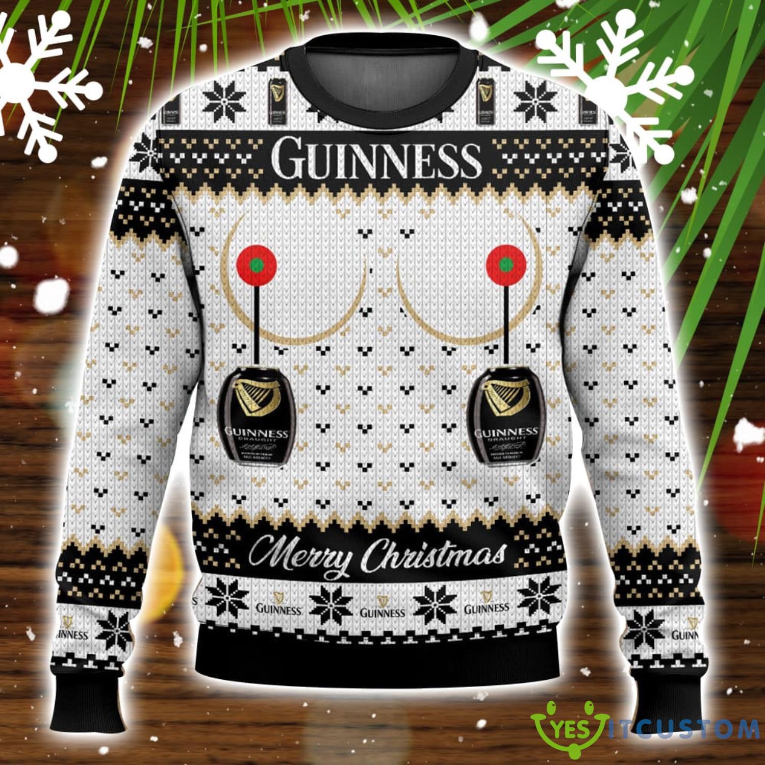 Guinness Titties Funny Ugly Christmas Sweater Holiday Christmas Sweater Ideas - YesItCustom