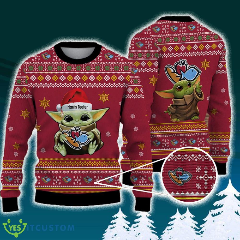 harris teeter Baby Yoda Santa Hat Funny Brands Logo 3D Sweater For Men ...