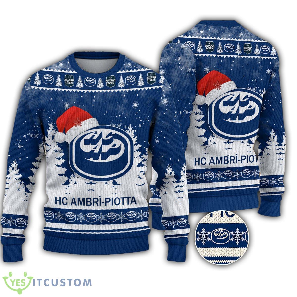 HC Ambri-Piotta Logo Santa Hat Forest Snow Ugly Christmas Sweater Gift ...
