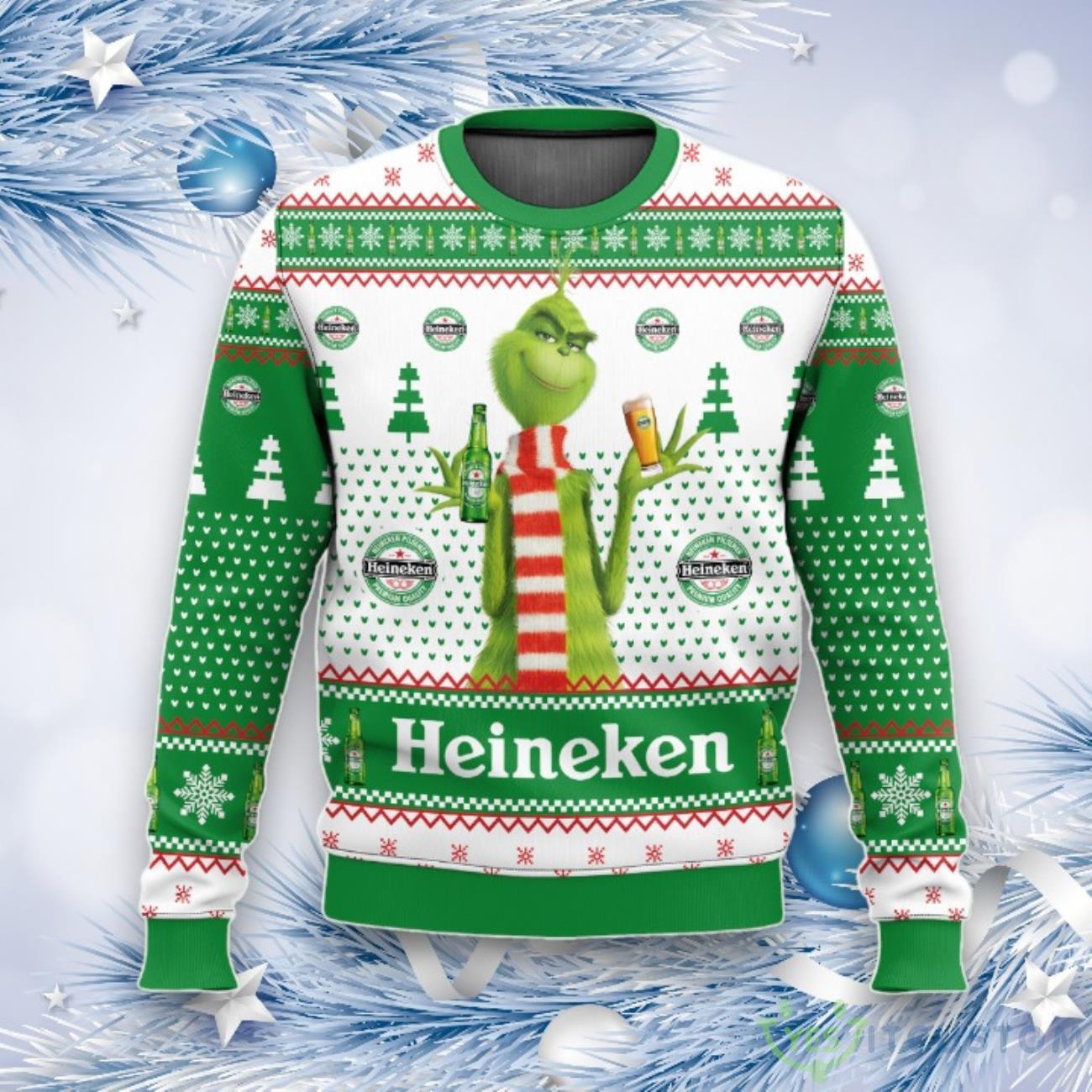 Heineken Grinch Ugly Christmas Sweater For Men Women - YesItCustom