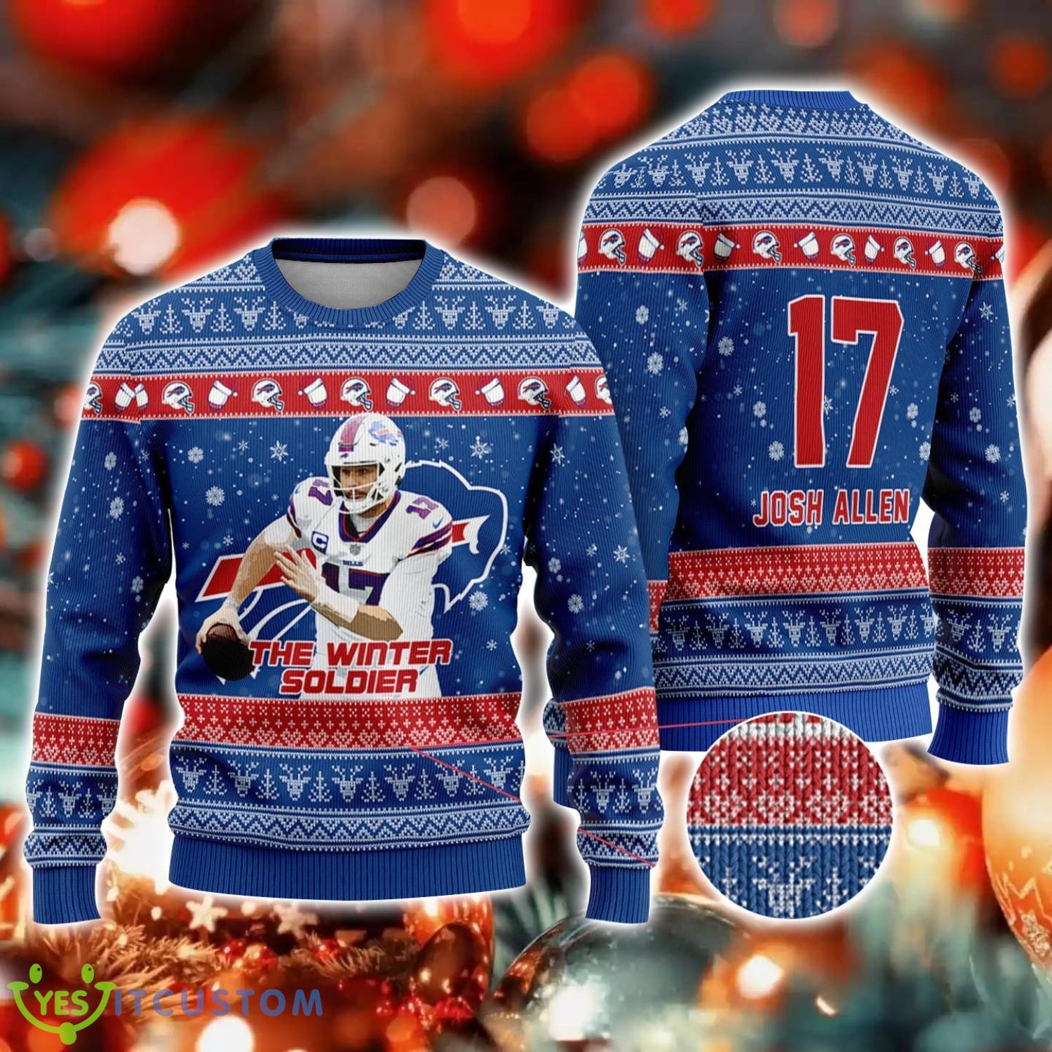 Josh Allen The Winter Soldier Buffalo Bills 17 NFL Ugly Christmas ...