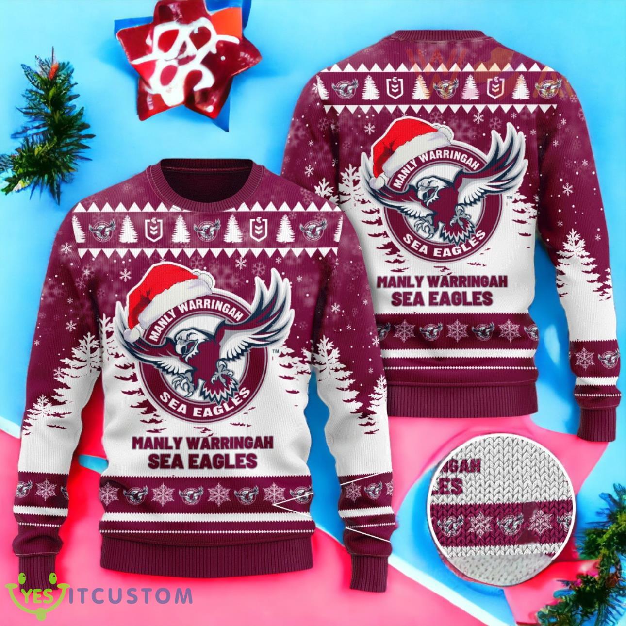 Manly Warringah Sea Eagles 3D Christmas Sweater 2023 - YesItCustom