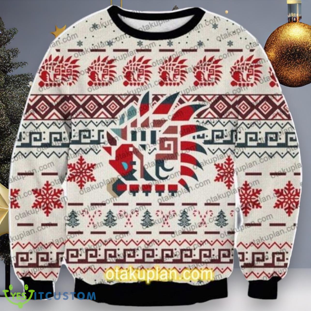 Monster Hunter World Mhw Knitting Pattern Christmas Ugly Sweater ...