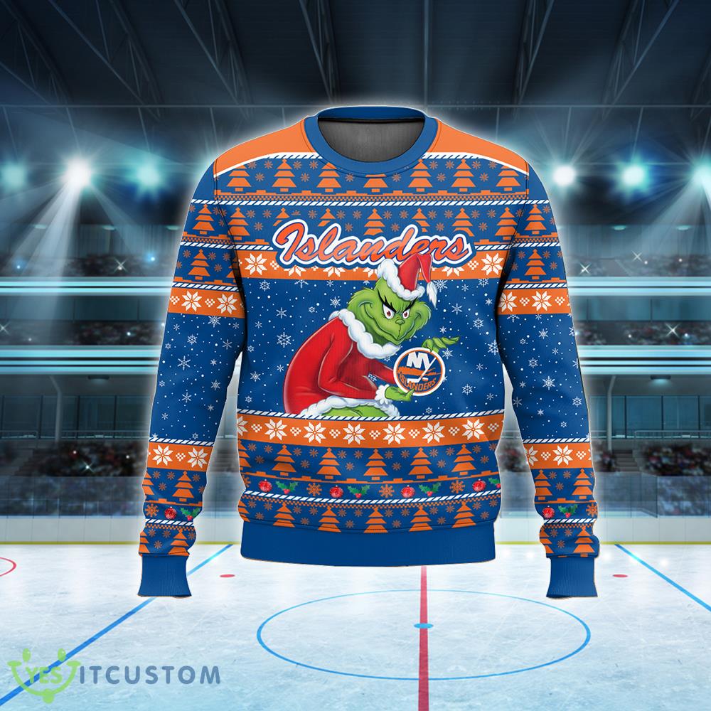 NHL New York Islanders Grinch Logo New Knitted Christmas 3D Sweater For ...