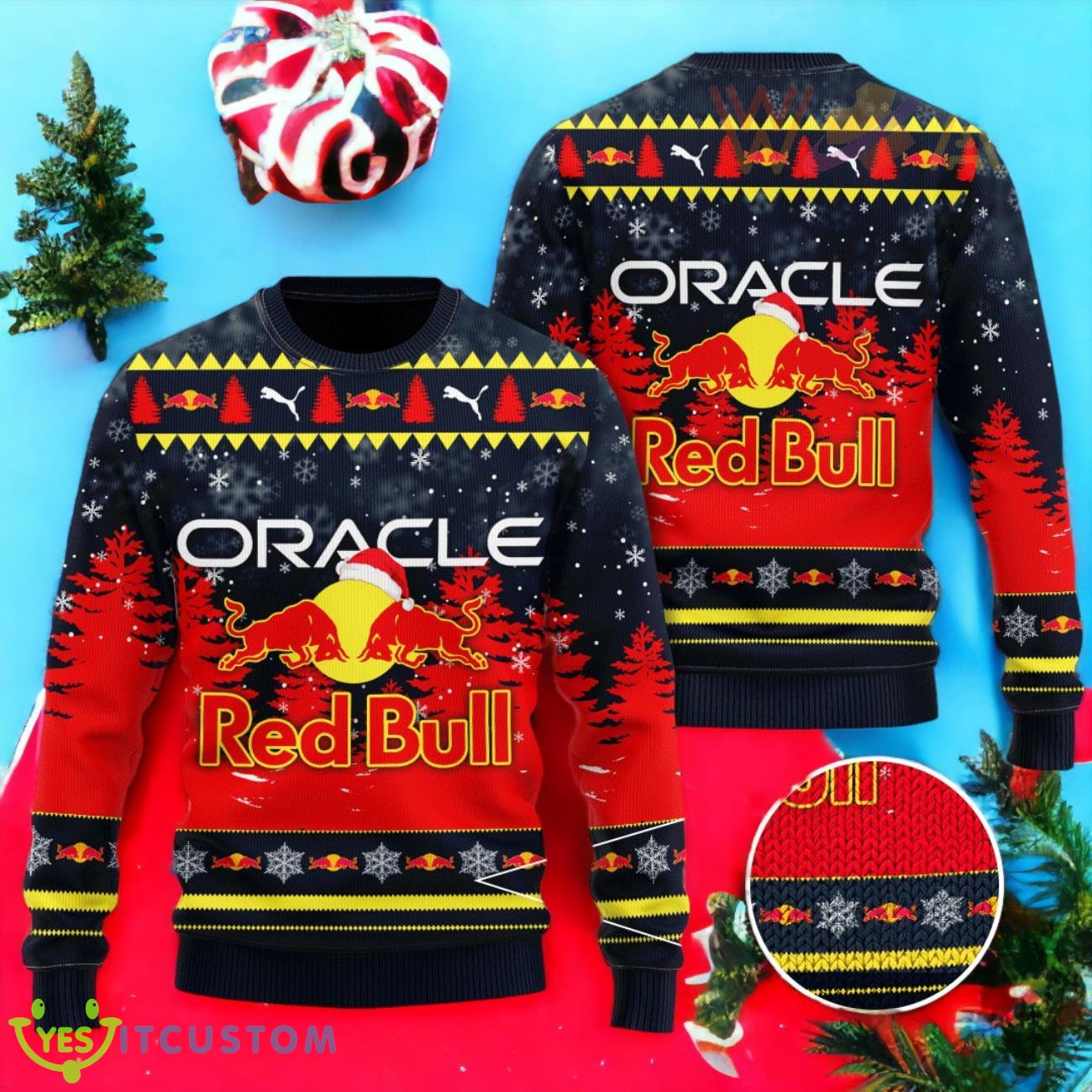 Red Bull Racing Christmas 3D Ugly Christmas Sweater 2023 - YesItCustom
