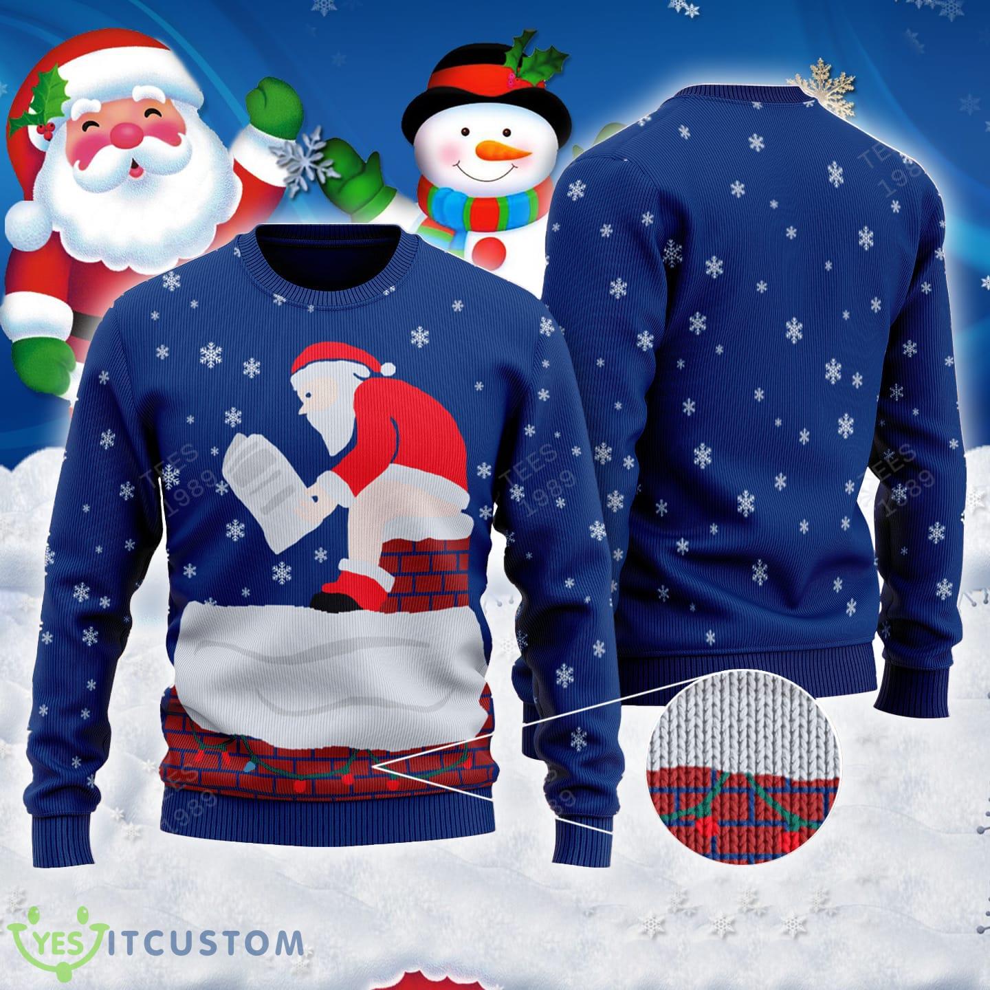 Santa's Log on the Fire Ugly Sweater Gift For Christmas - YesItCustom