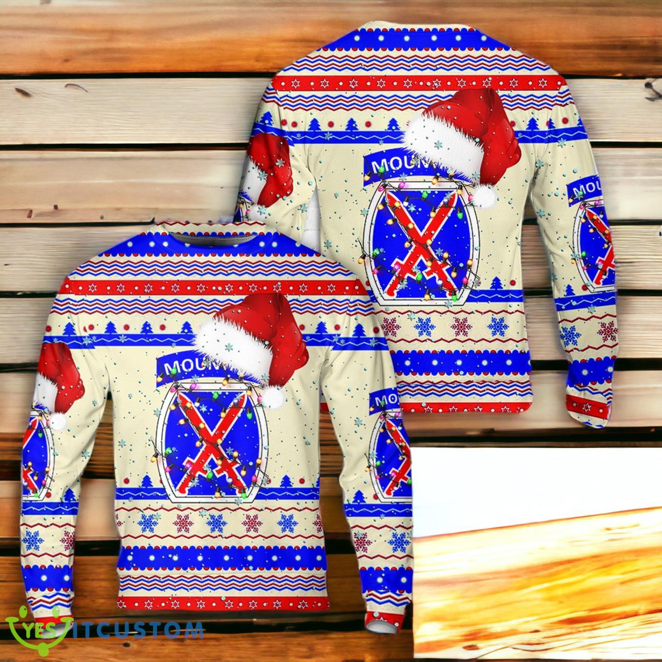 US Army 10th Mountain Division Christmas AOP Sweater - YesItCustom
