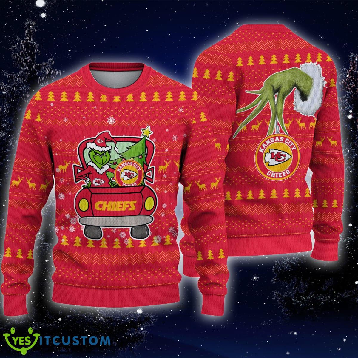 Grinch Driving With Pine Trees Kansas City Chiefs New Knitted Christmas ...
