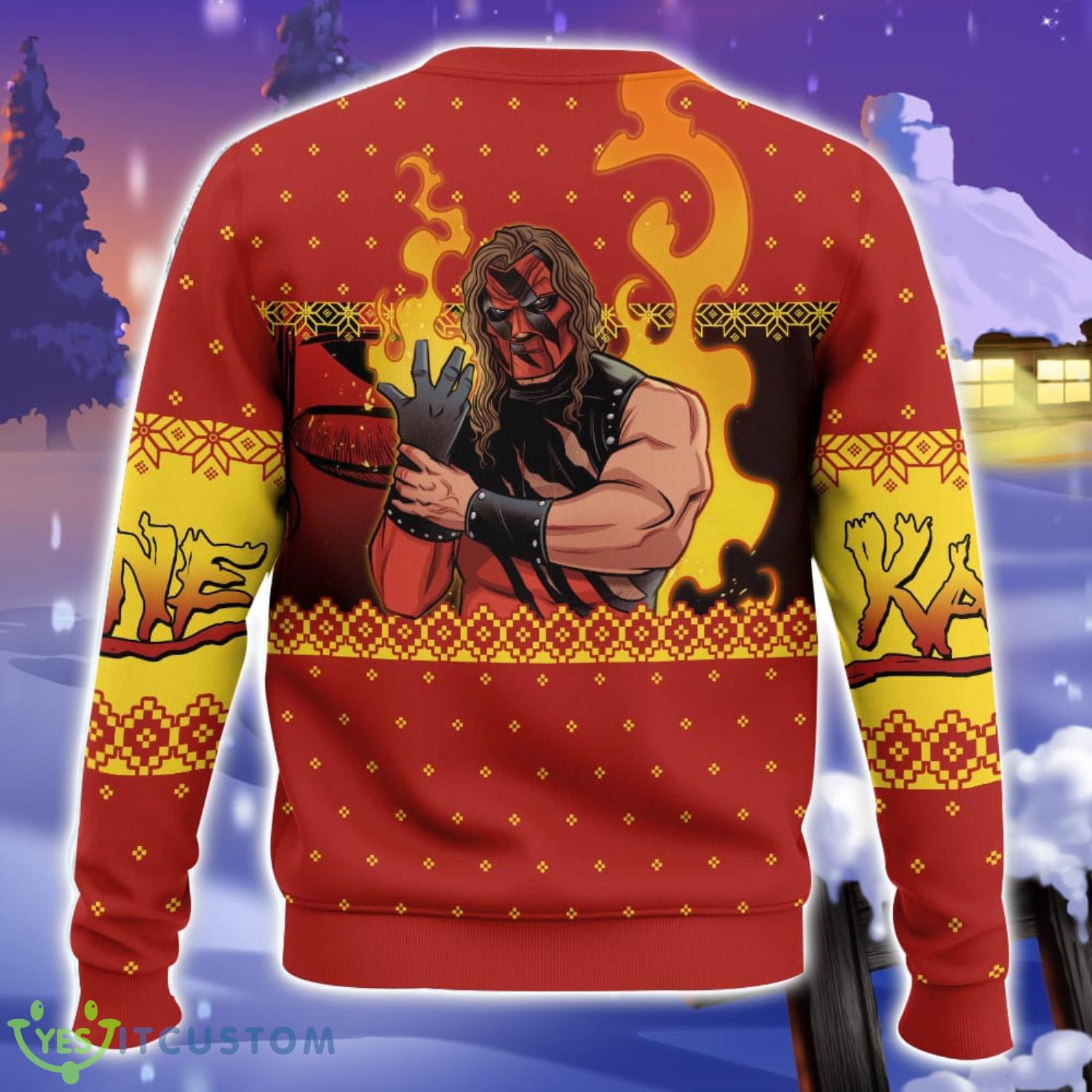 Kane The Big Red Machine WWE 3D Ugly Christmas Sweater 2023 Holiday ...