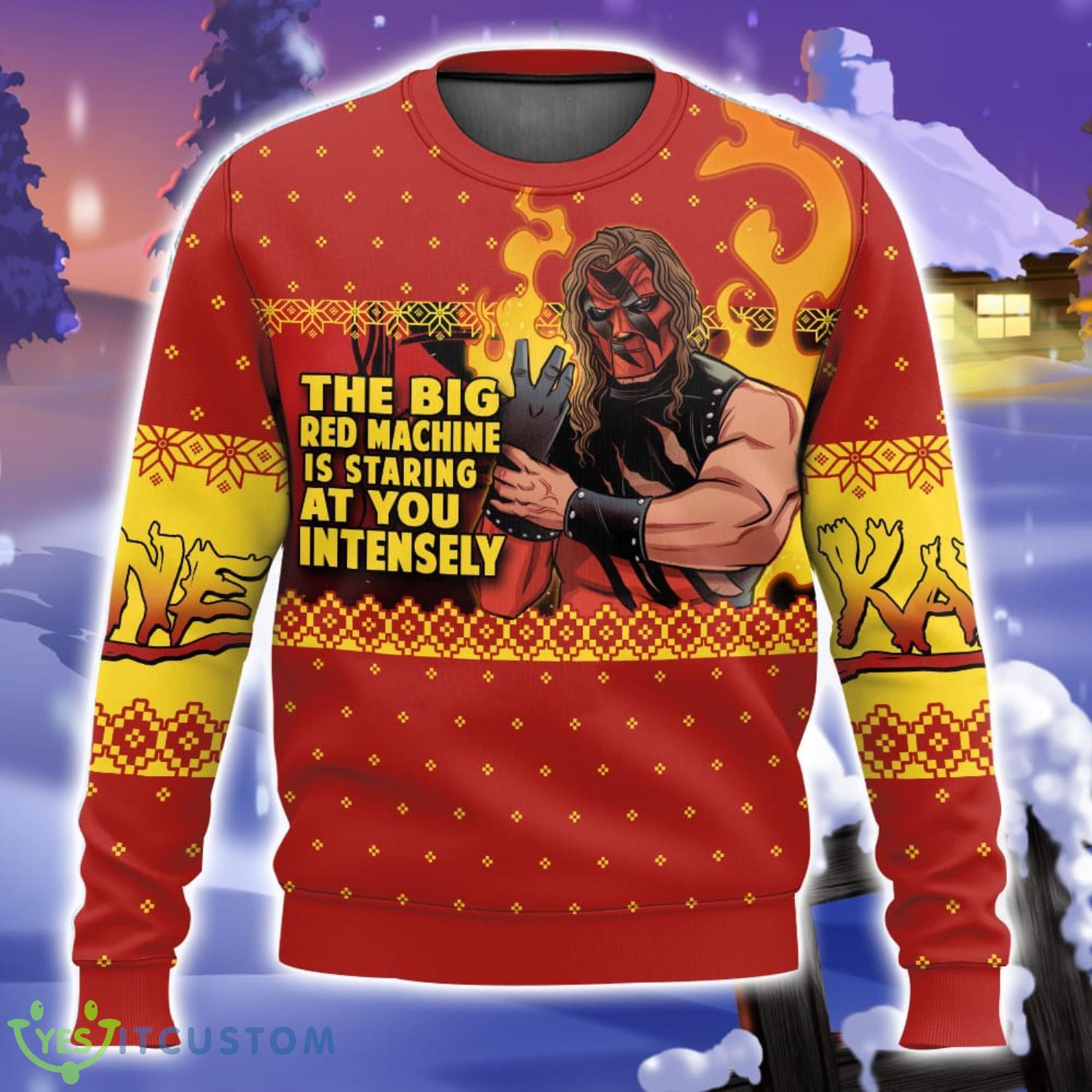 Kane The Big Red Machine WWE 3D Ugly Christmas Sweater 2023 Holiday ...