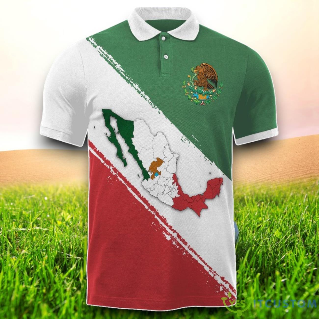 Mexico Flag And Map Patriotic Polo Shirt - YesItCustom