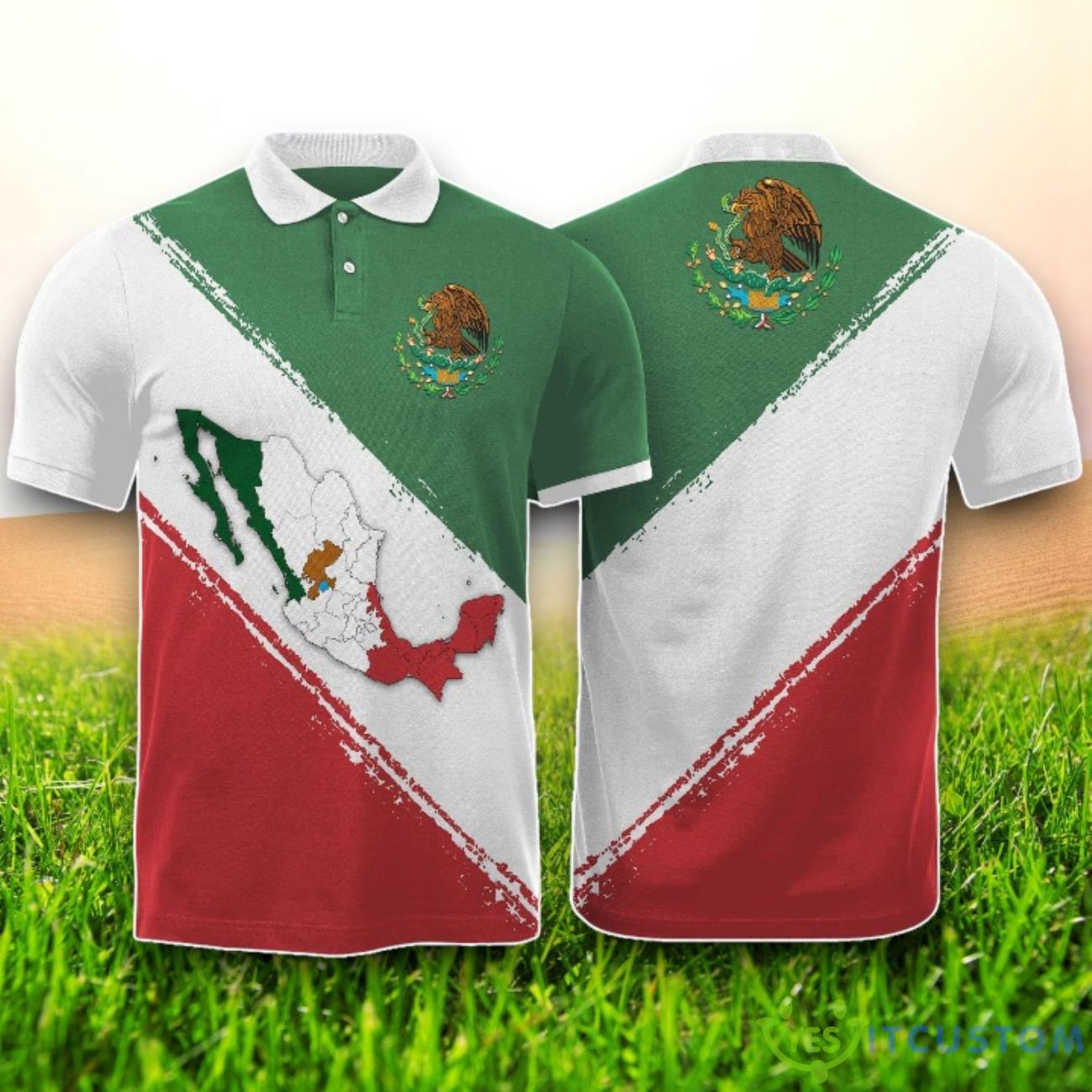 Mexico Flag And Map Patriotic Polo Shirt - YesItCustom