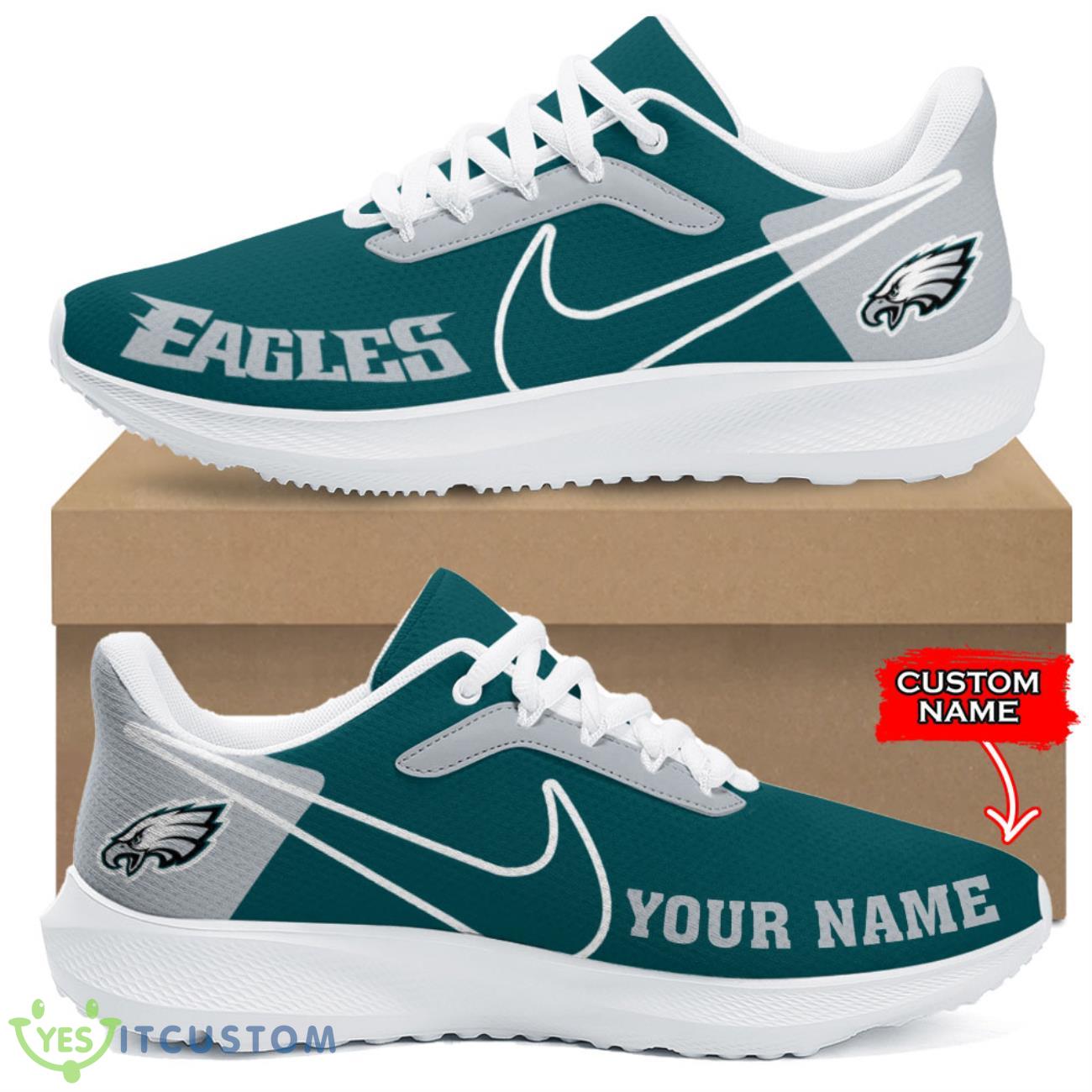Philadelphia Eagles NFL Custom Name Mesh Running Shoes - YesItCustom