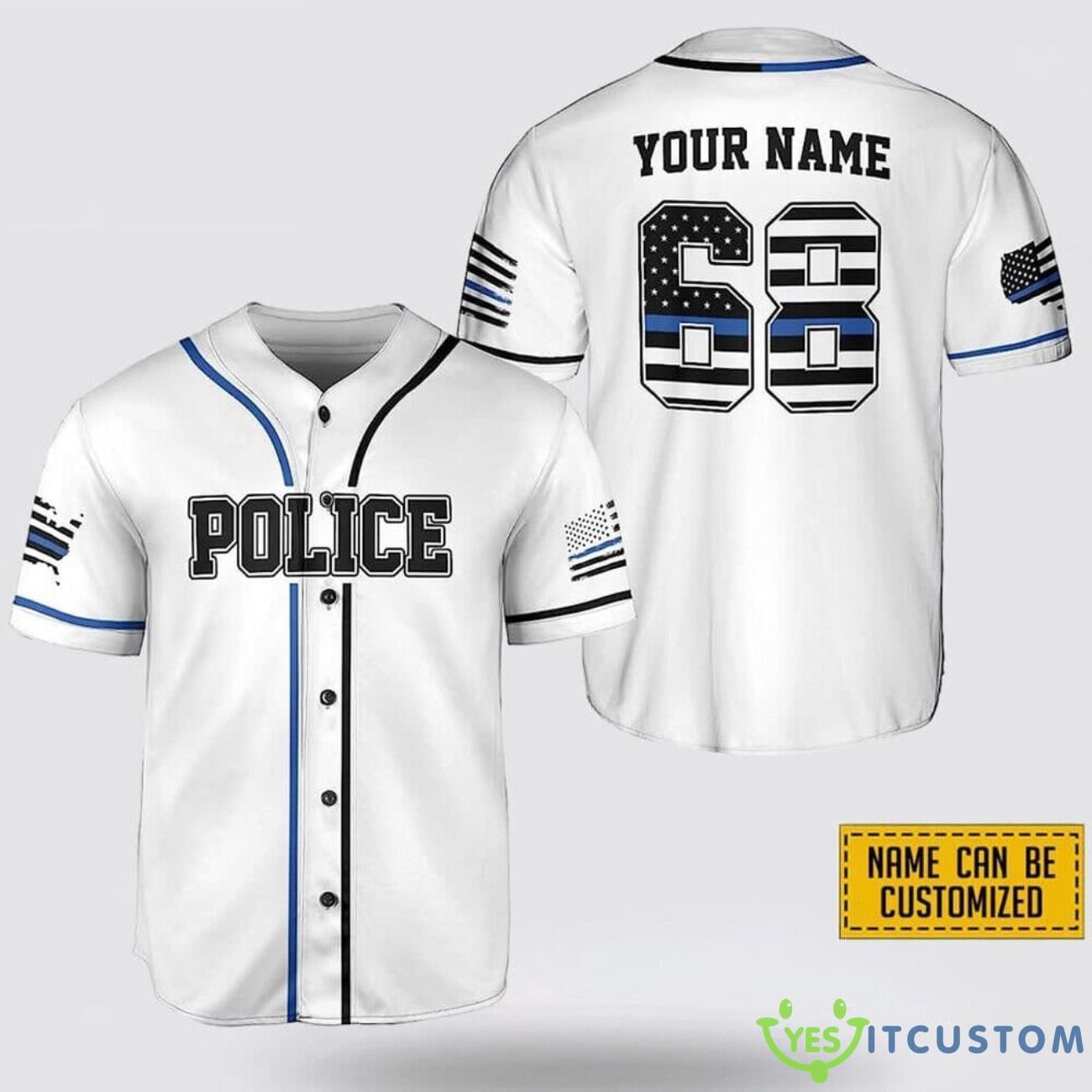 Personalized Police Baseball Jersey USA Flag Patriotic Police Pride ...
