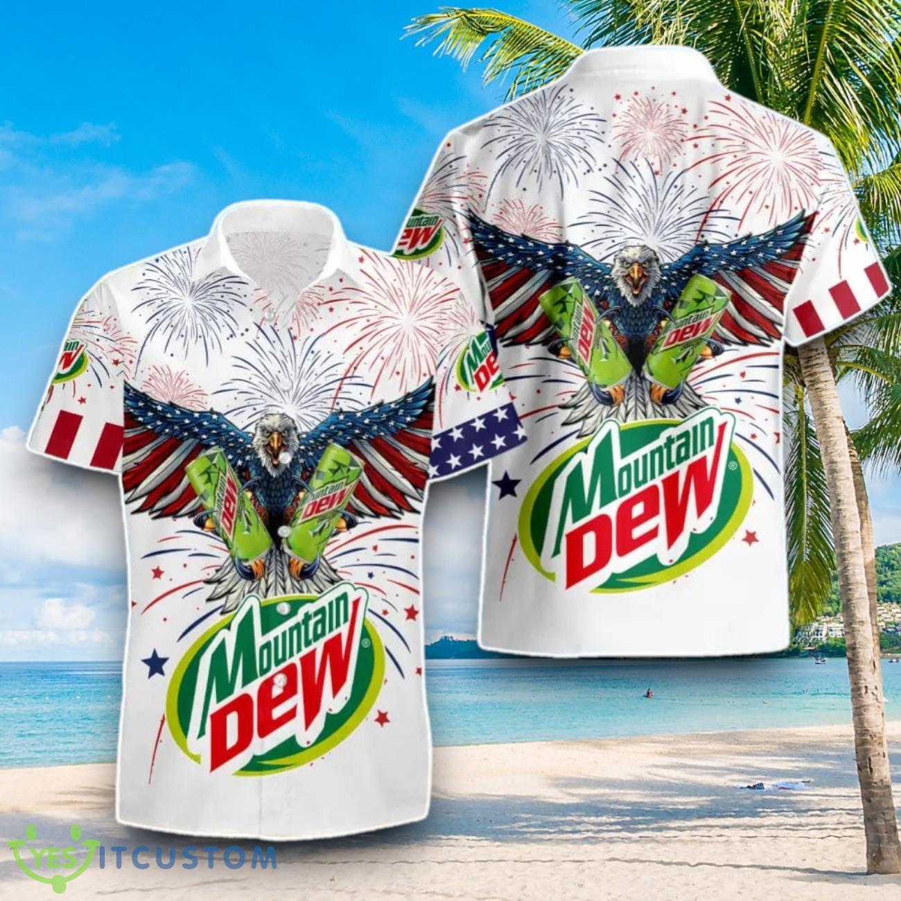 Aloha Independence Day Mountain Dew USA Flag Hawaiian Shirt And Shorts ...