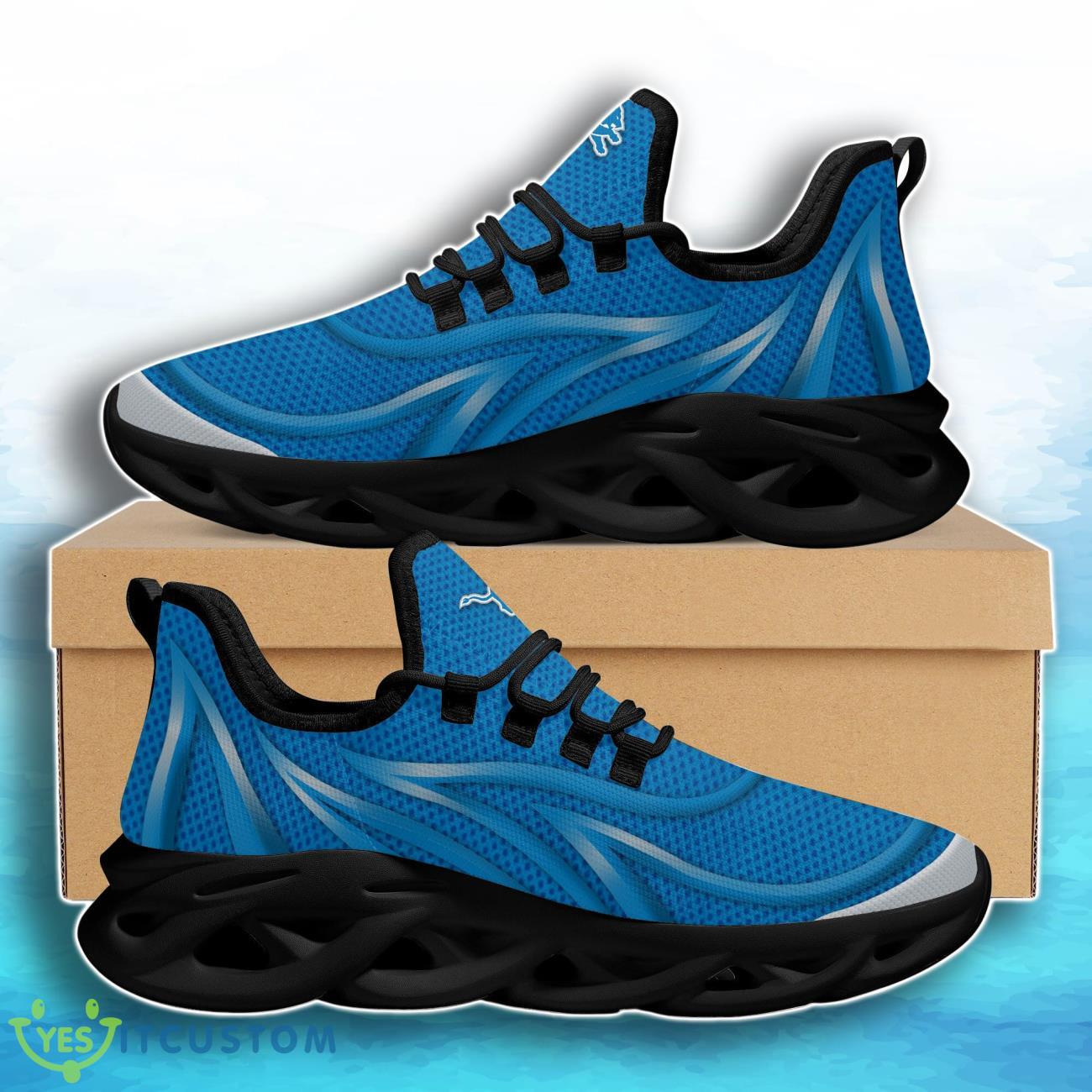 Detroit Lions Neon Flames Design Pattern Max Soul Shoes Exclusive ...