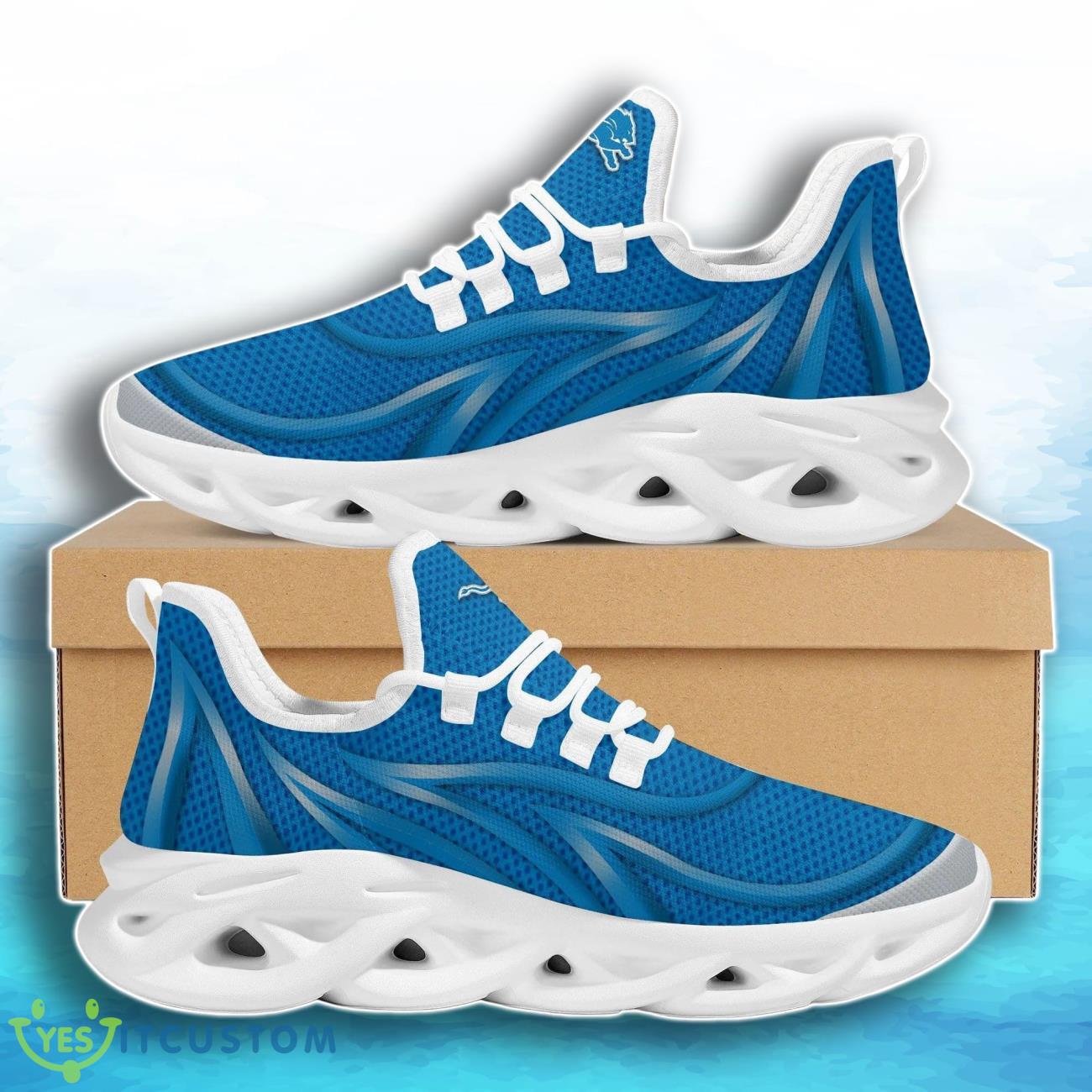 Detroit Lions Neon Flames Design Pattern Max Soul Shoes Exclusive ...