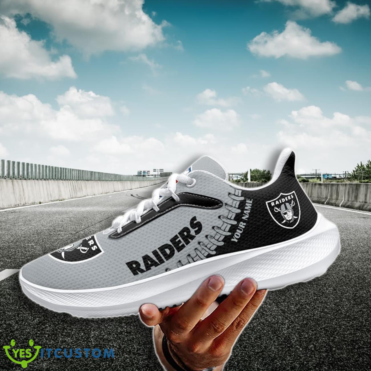 Las Vegas Raiders NFL Air Mesh Running Shoes Custom Name Sneakers ...