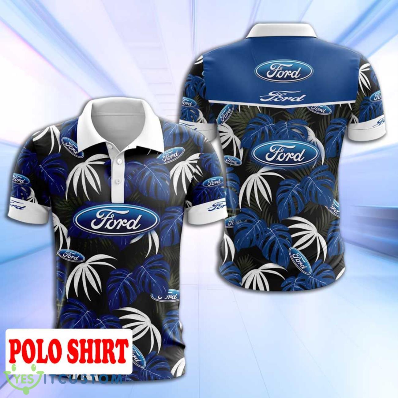 Ford Polo Shirt Logo Palm Leaves Summer Beach - YesItCustom