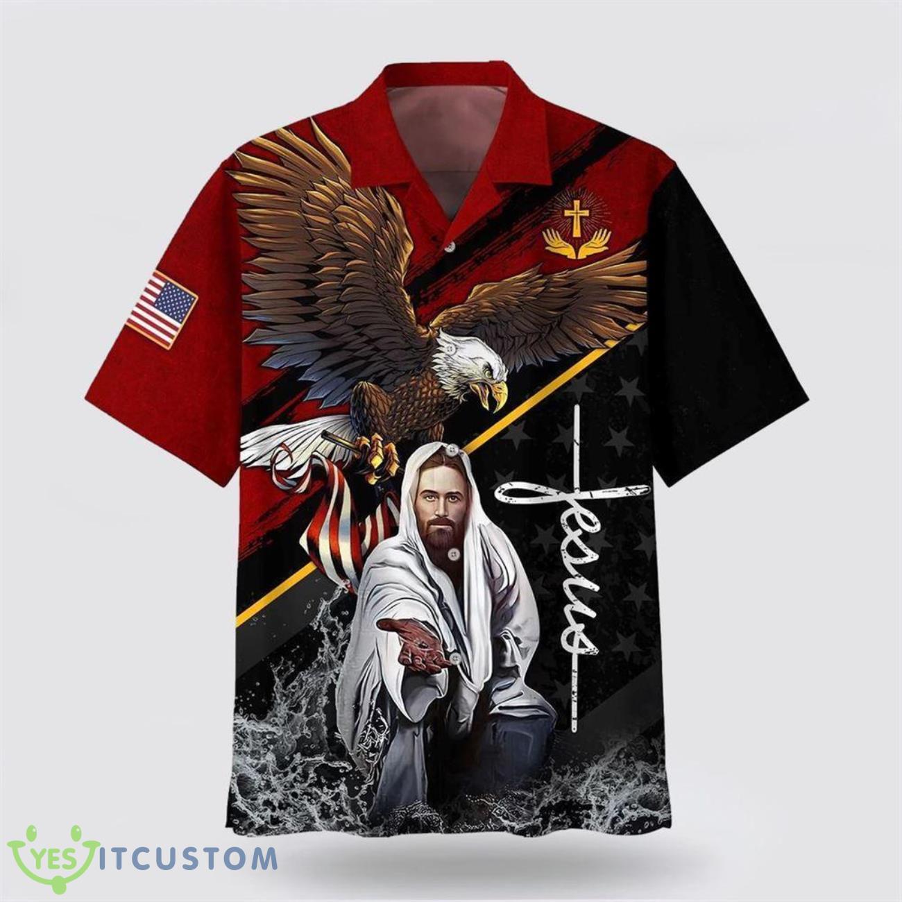 Jesus And Bald Eagle Aloha Hawaiian Shirt For Men And Women - YesItCustom