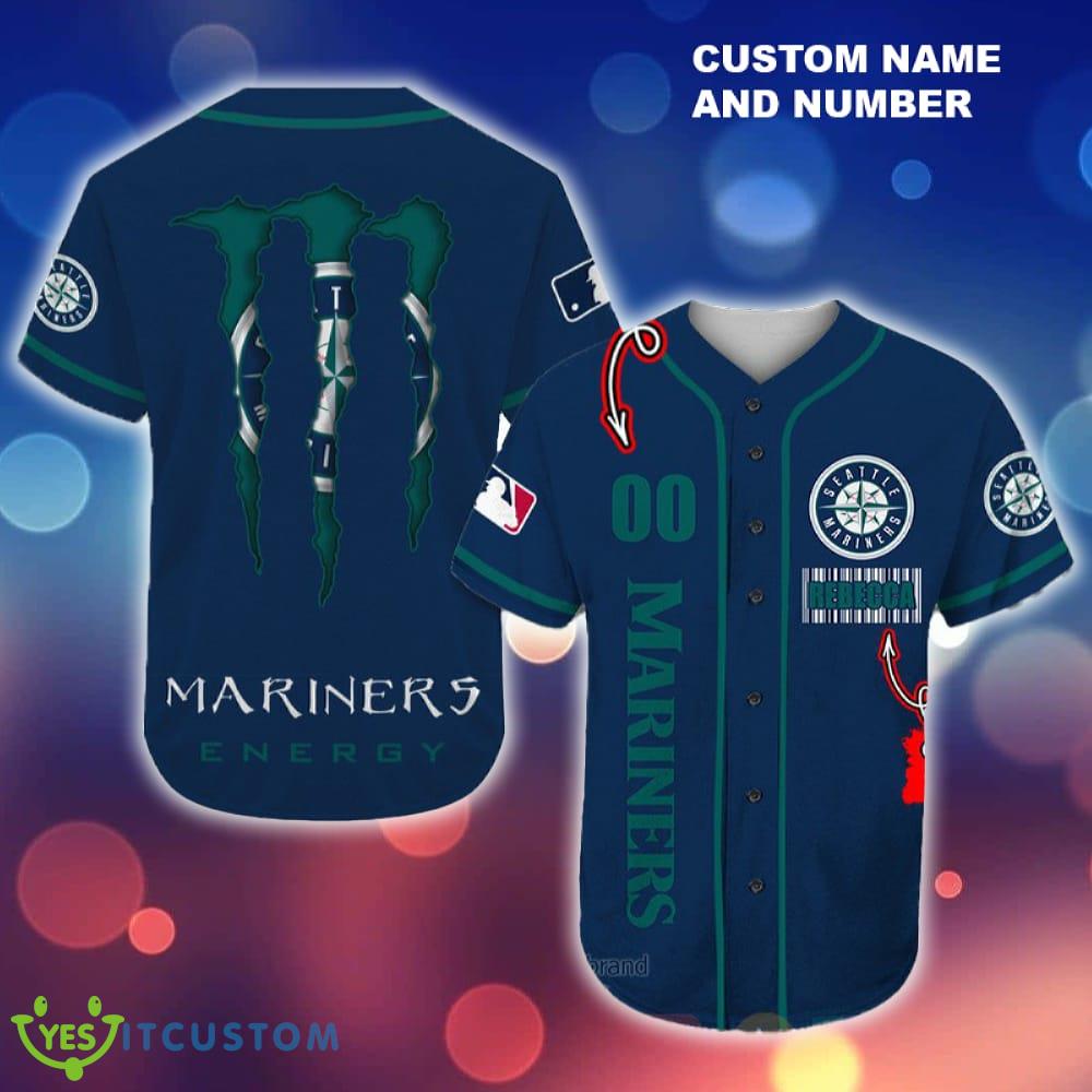 Seattle Mariners Monster Energy Mlb Baseball Jersey Shirt Custom Number ...