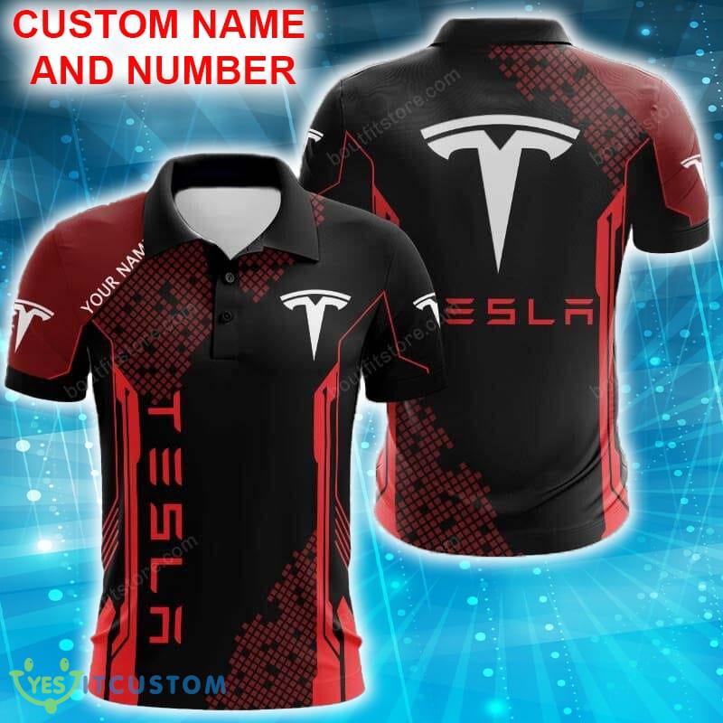 Tesla Car 3D Polo Shirt Custom Number And Name - YesItCustom