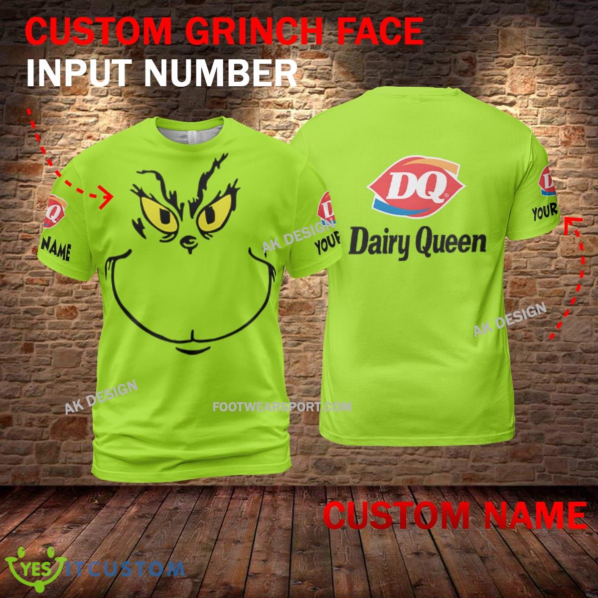 Dairy Queen Grinch Face 3D Hoodie, Sweater Green Brand Full Print ...