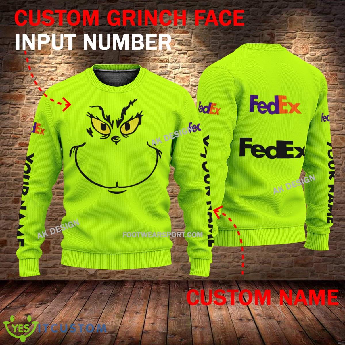 Fedex Grinch Face 3D Hoodie, Sweater Green Brand Full Print Custom ...