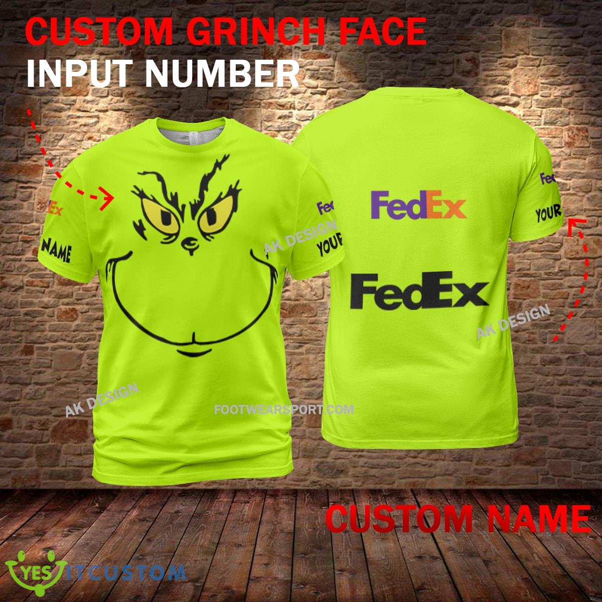 Fedex Grinch Face 3D Hoodie, Sweater Green Brand Full Print Custom ...